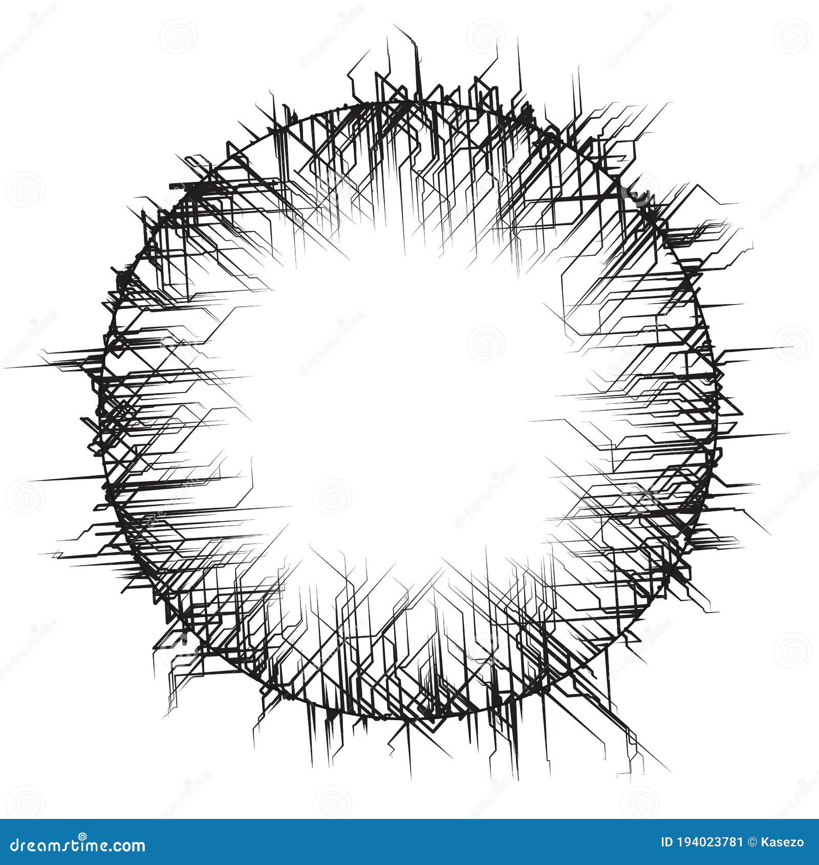 Circular Portal Effect with Linear Tech Lines. Stock Vector ...