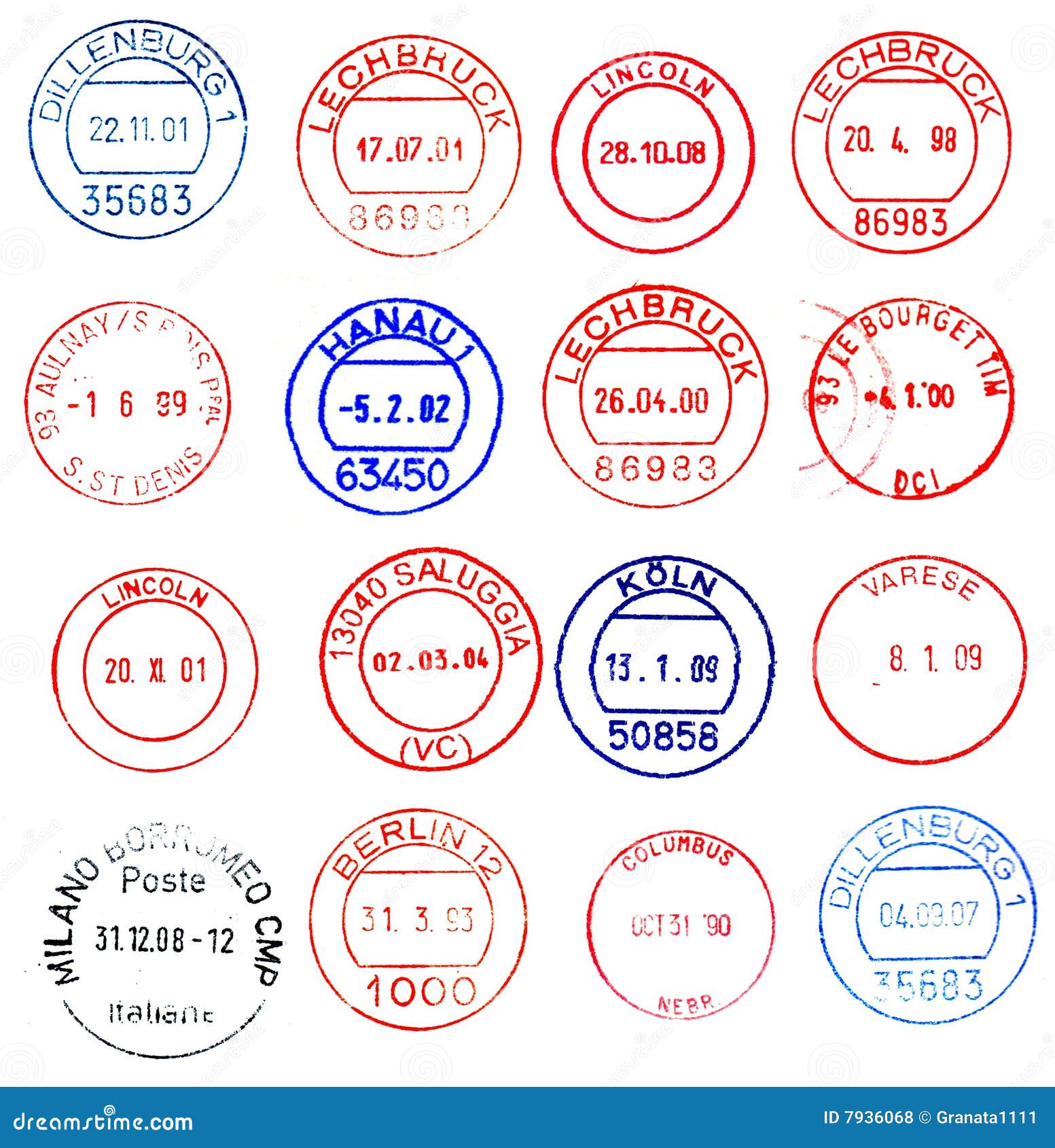 Postage Stamps With Architectural Landmarks Vector Illustration ...