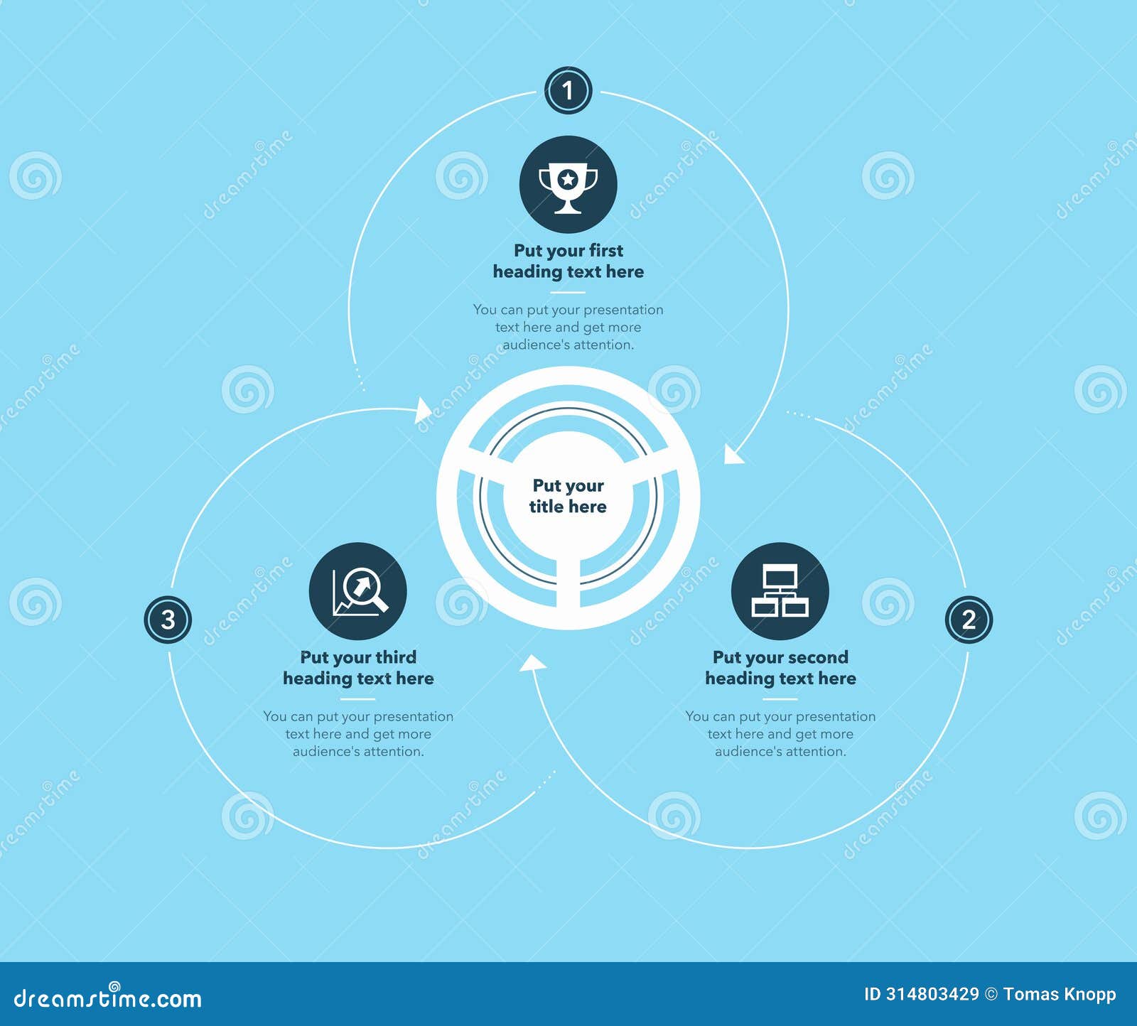 Circular Process Template with Three Stages - Blue Version Stock Vector ...