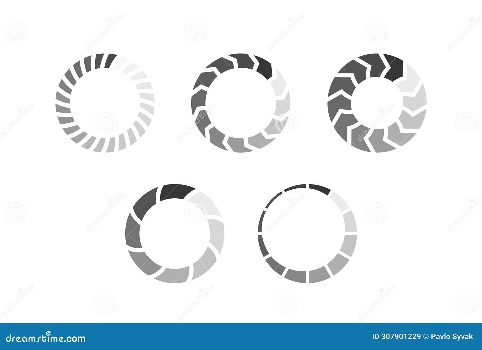 Circular Progress Icons Symbolize Process of Loading, Downloading, or Uploading Data in Digital ...