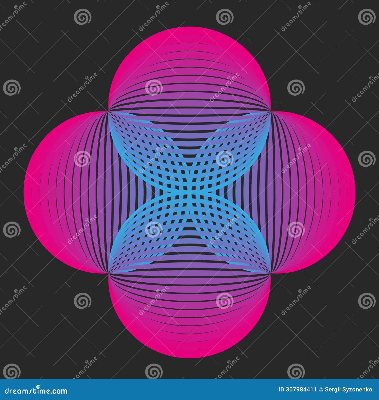 Circular Psychedelic Pattern Logo Featuring Overlapping Four Circles ...