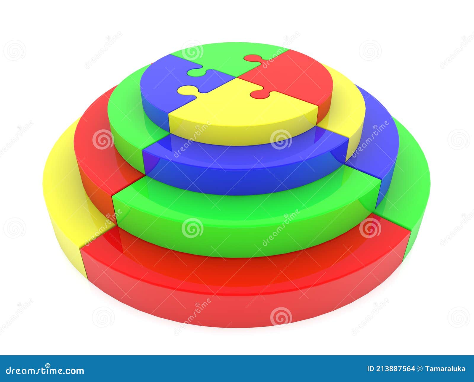 Circular Pyramid of Colored Puzzle Pieces Stock Illustration ...