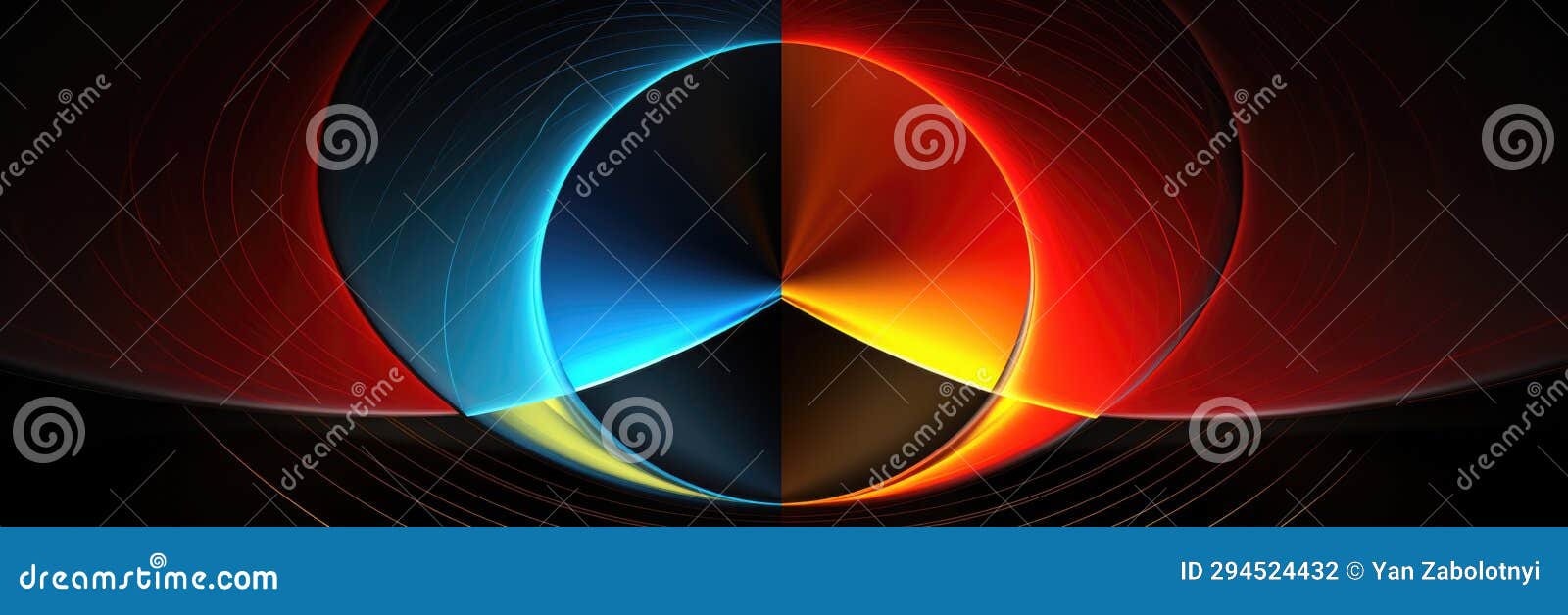 Circular Quadrilateral Design Yellow Blue Red Colours on Black ...