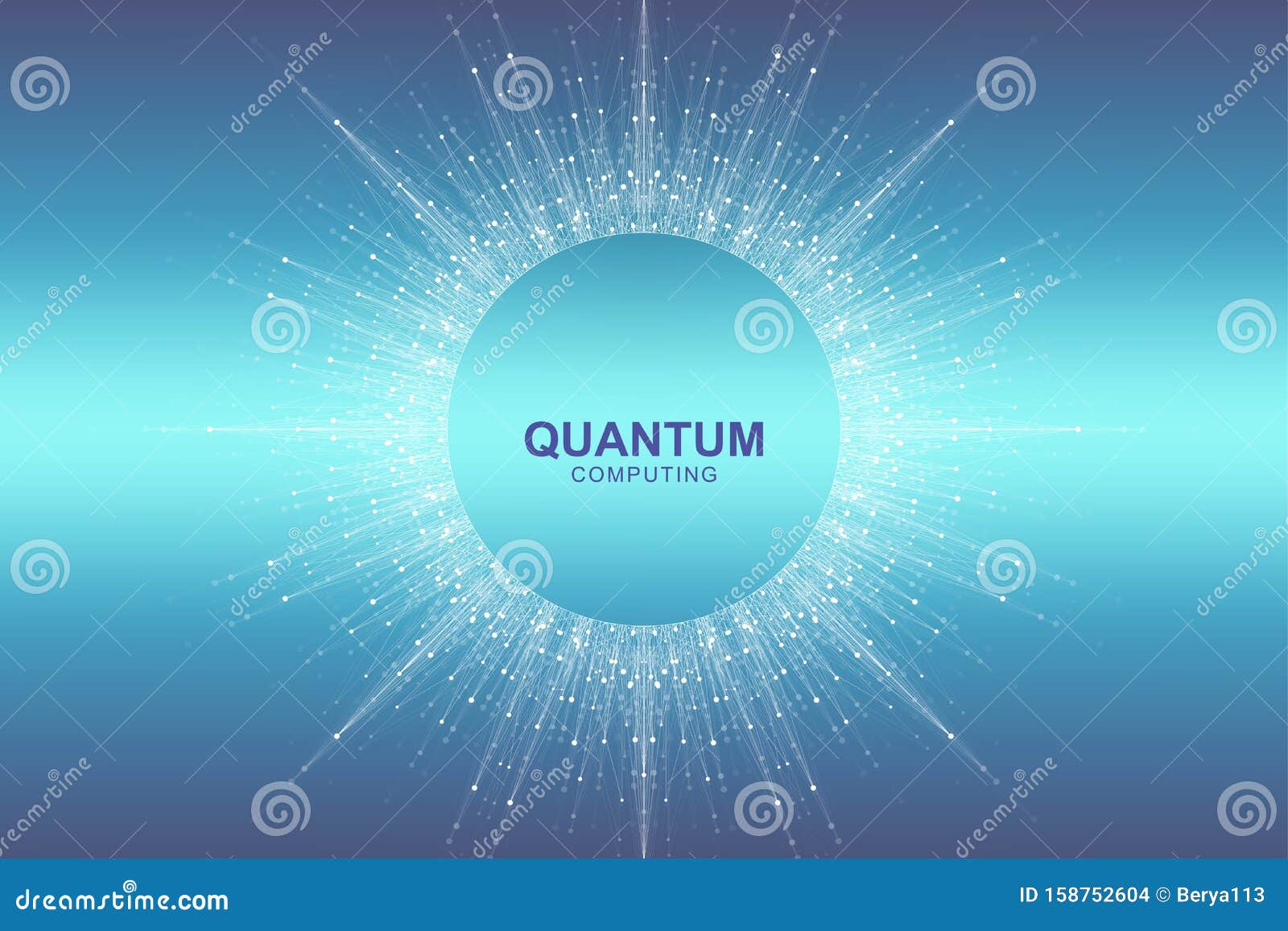 Circular Quantum Computer Technology Concept. Sphere Explosion Background. Deep Learning ...