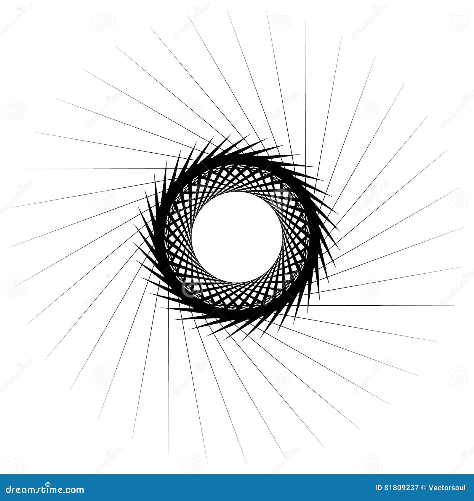 Circular Radial Geometric Element Isolated on White Background Stock ...