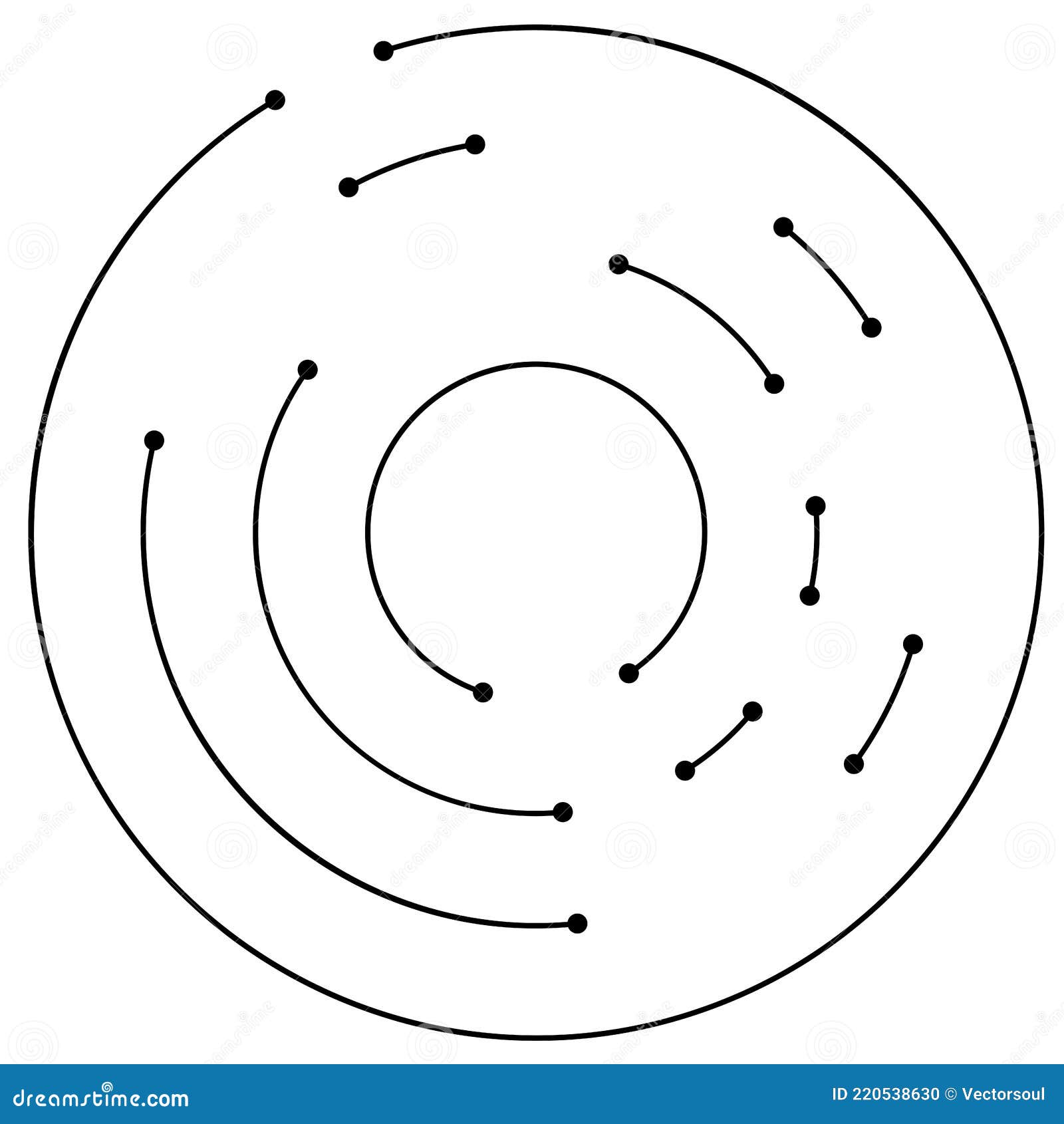 Circular, Radial Lines with Nodes, Points Stock Vector - Illustration ...