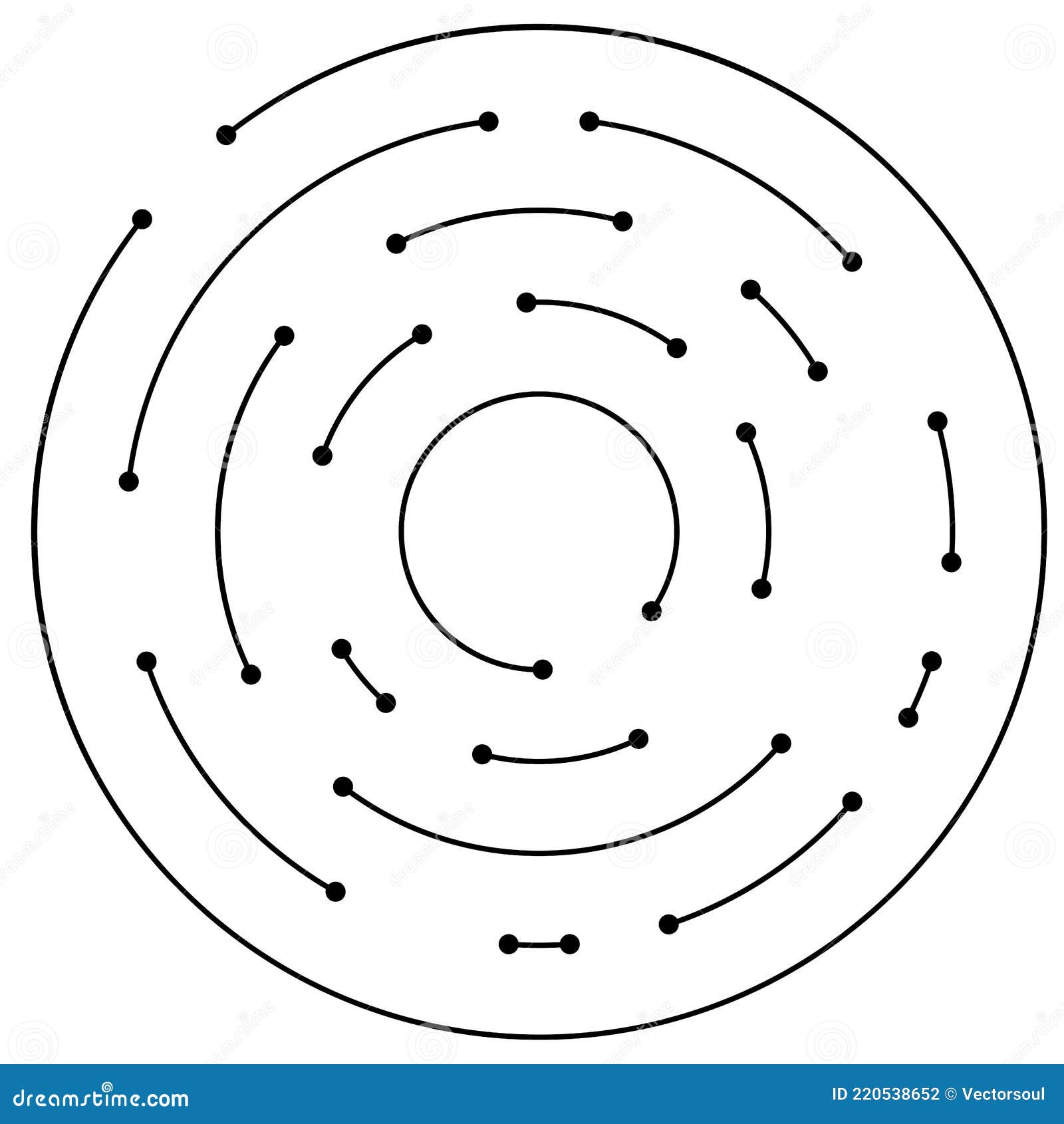 Circular, Radial Lines with Nodes, Points Stock Vector - Illustration ...