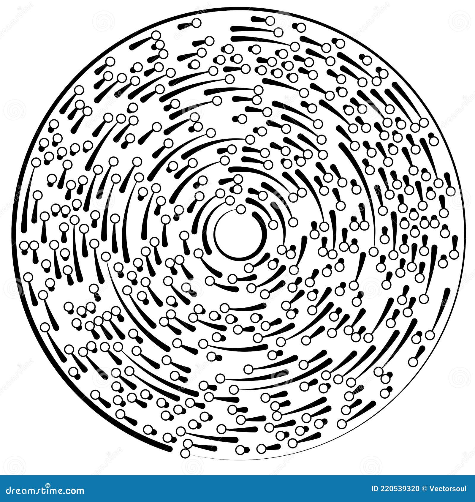 Circular, Radial Lines with Nodes, Points Stock Vector - Illustration ...