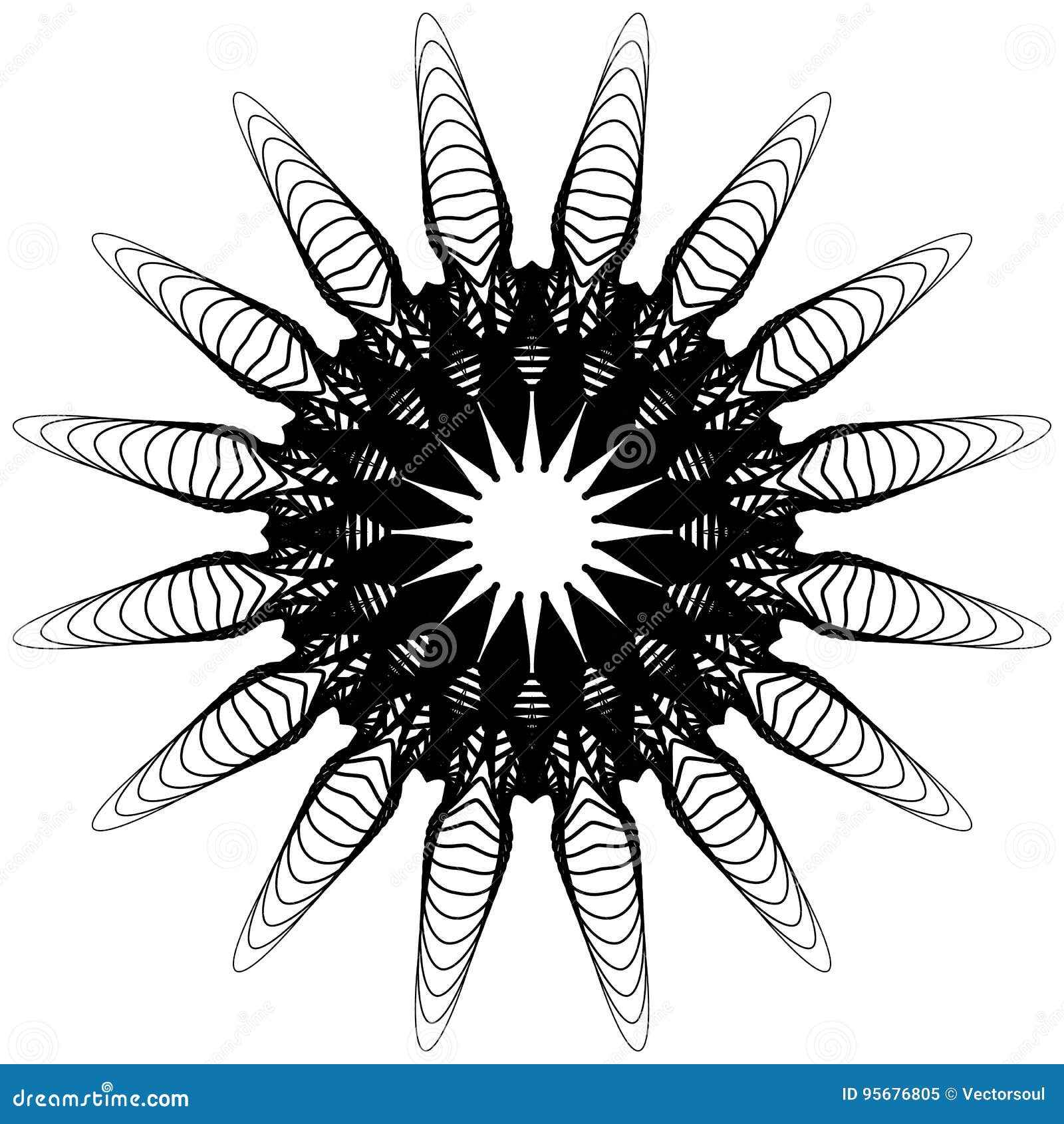 Circular, Radiating Abstract Shape, Motif. Geometric Design Elem Stock ...