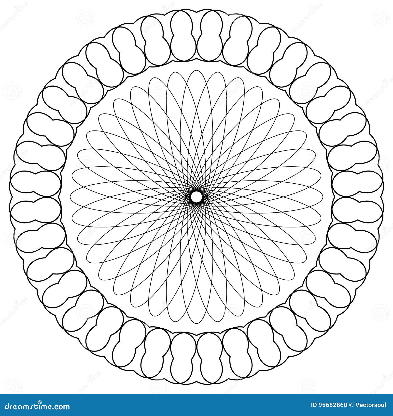Circular, Radiating Abstract Shape, Motif. Geometric Design Elem Stock ...