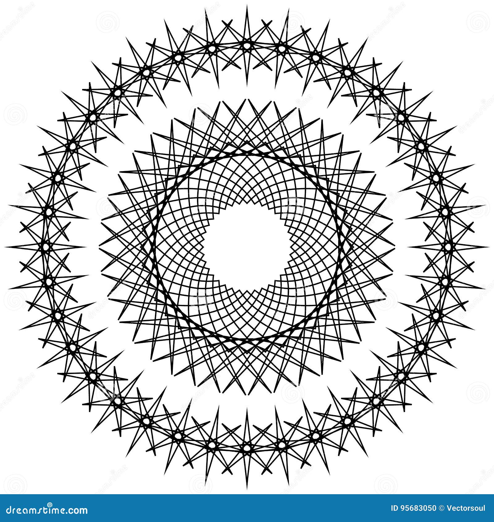 Circular, Radiating Abstract Shape, Motif. Geometric Design Elem Stock ...