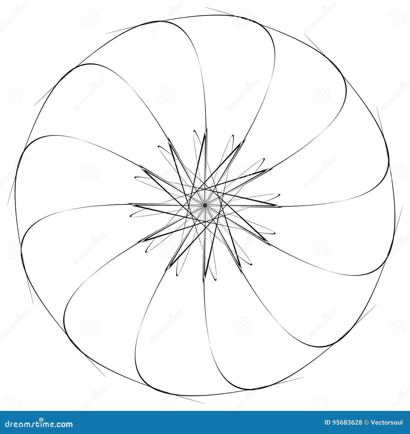 Circular, Radiating Abstract Shape, Motif. Geometric Design Elem Stock ...