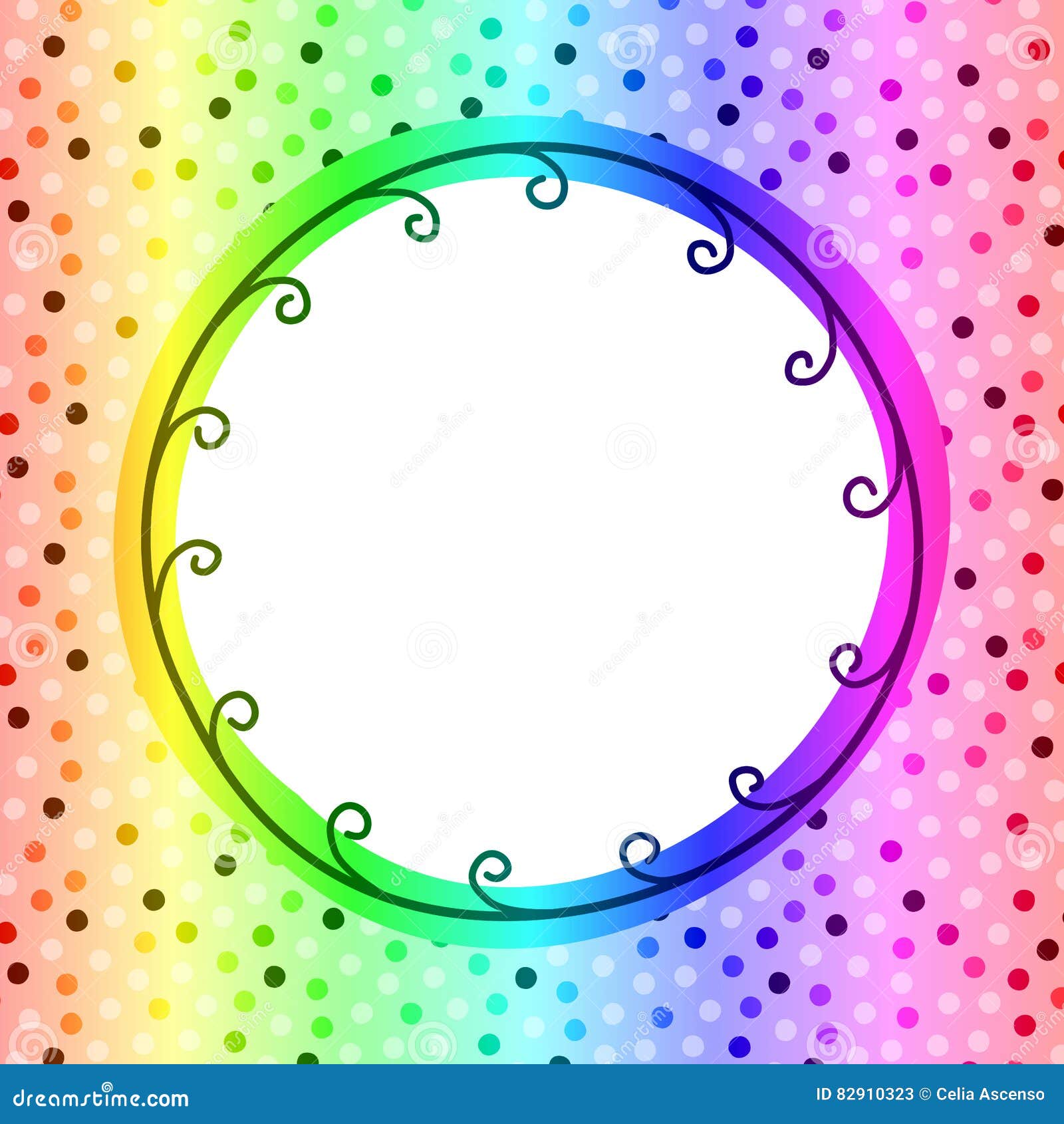 Circular Rainbow Frame Invitation Card Stock Image | CartoonDealer.com ...