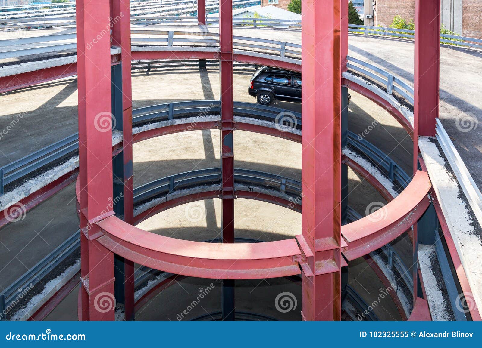 Circular Ramp in the Modern Multi-level Parking Stock Image - Image of ...
