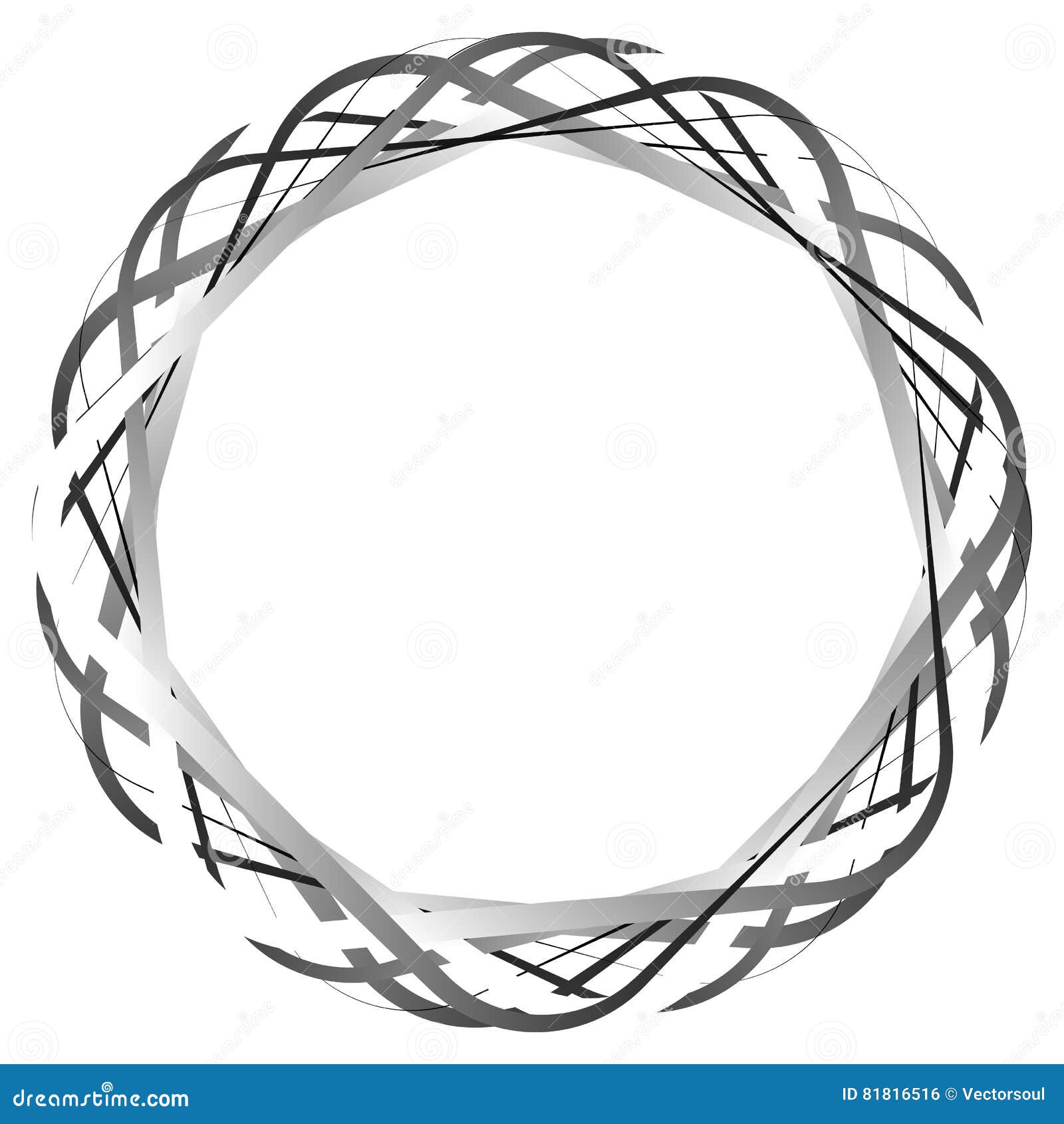 Circular Random Lines. Abstract Circle Monochrome Black and Whit Stock ...