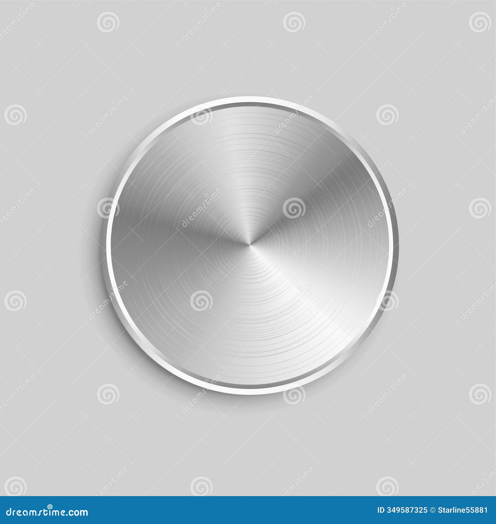 Circular Realistic Metal Button with Brushed Steel Surface Stock Vector ...