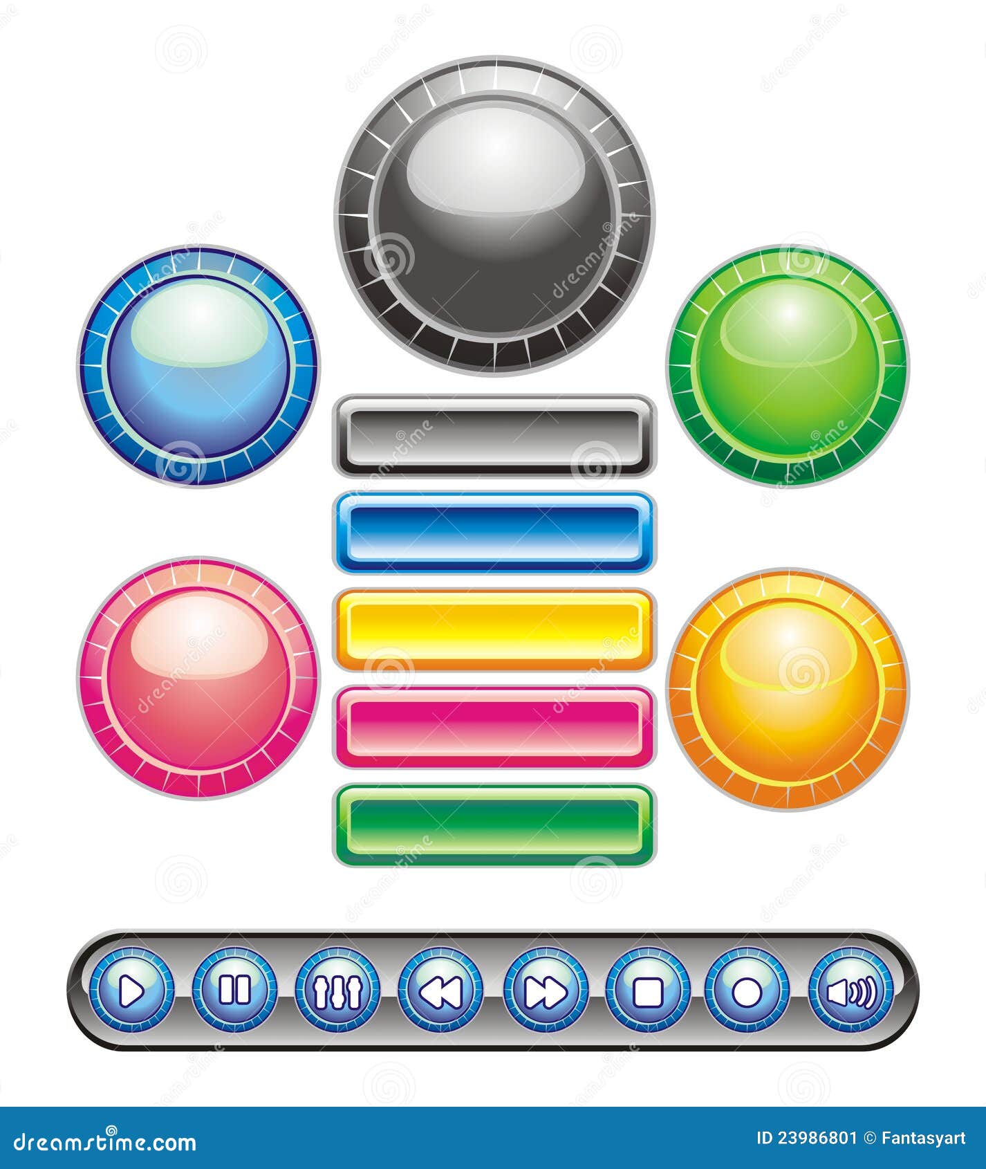Circular and Rectangular Buttons Stock Vector - Illustration of ...