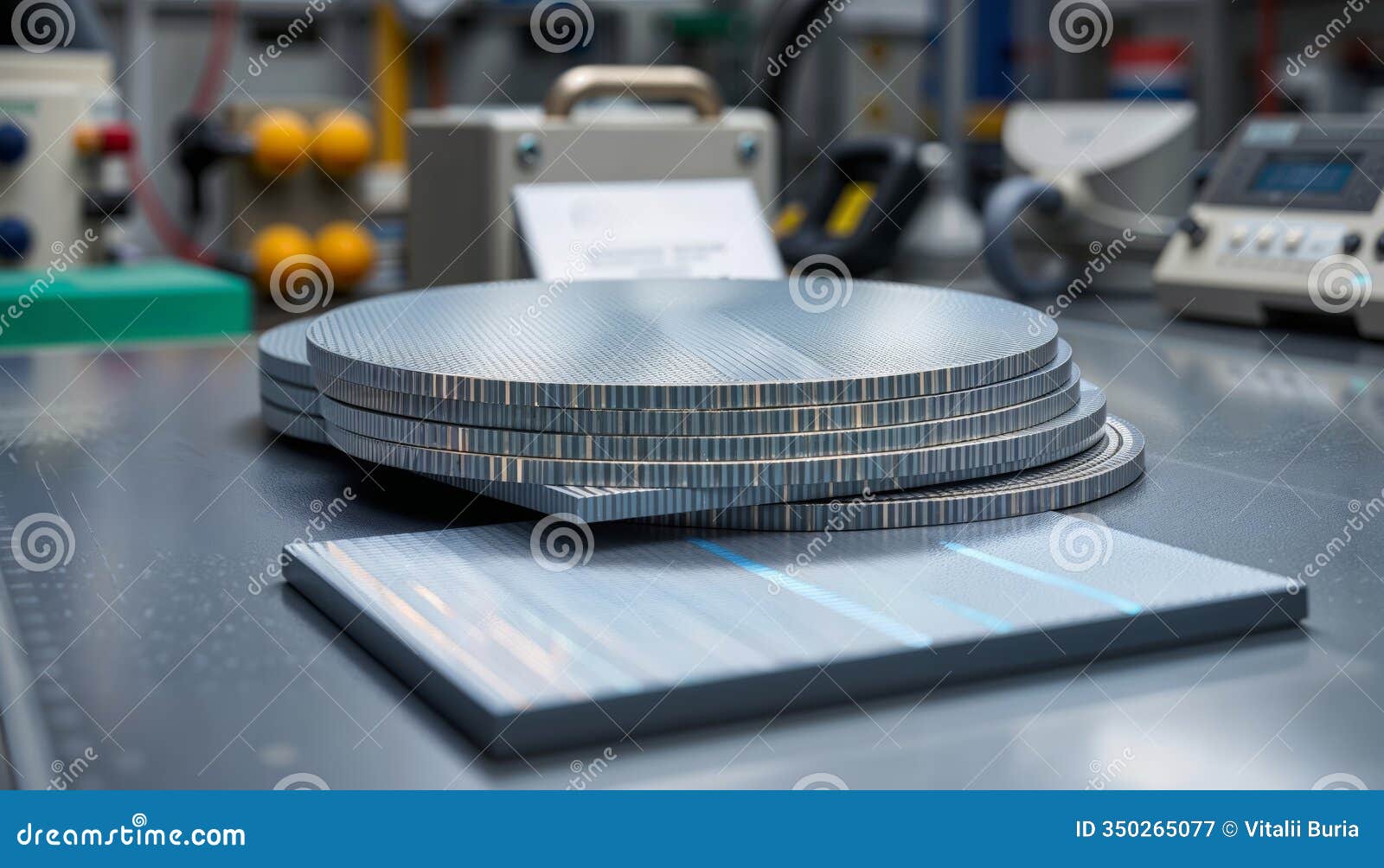 Circular and Rectangular Wafers in High Tech Lab, Generative Ai Stock ...