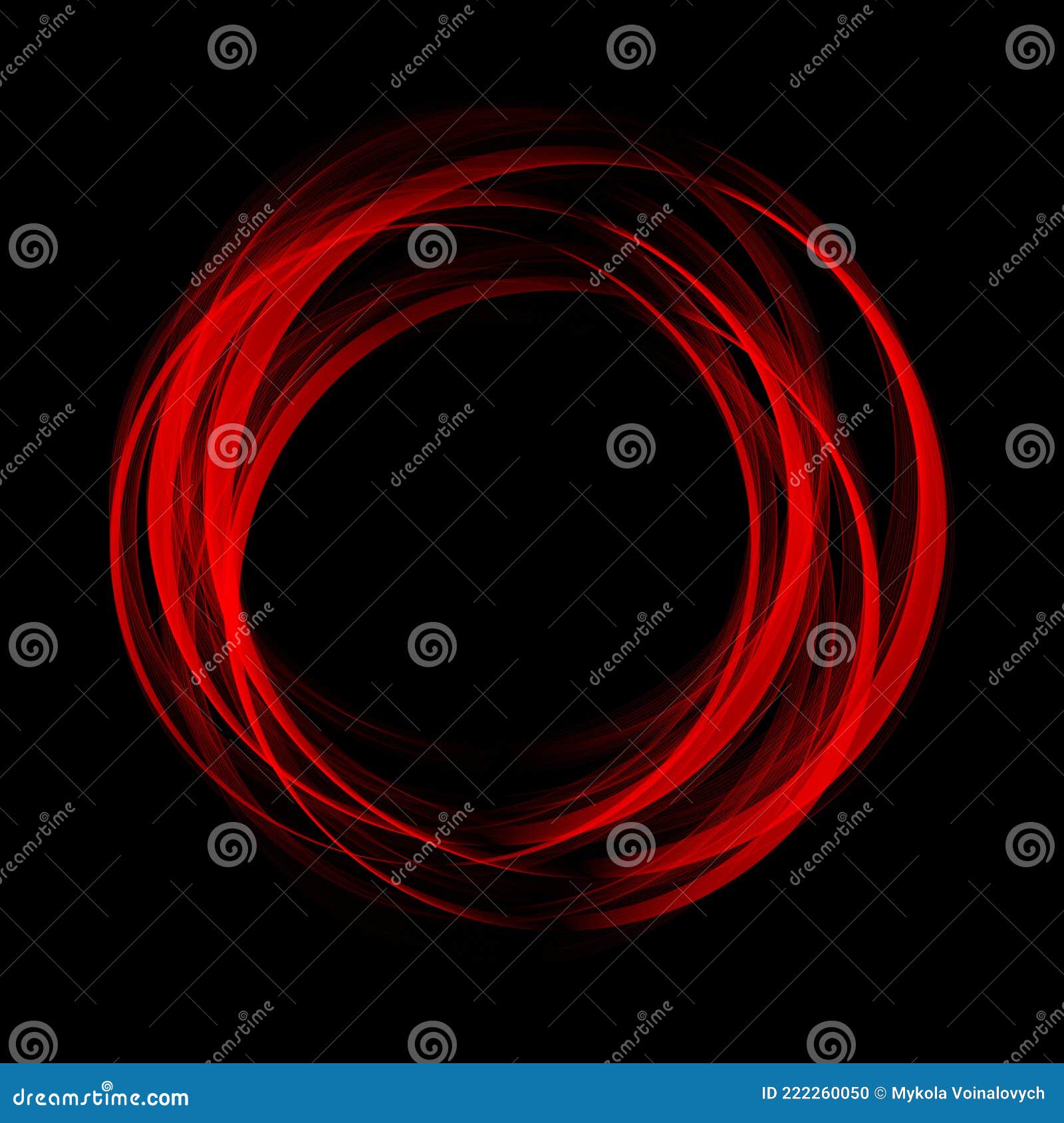 Circular Red Wave Movement on Black Background, Design Element Stock ...