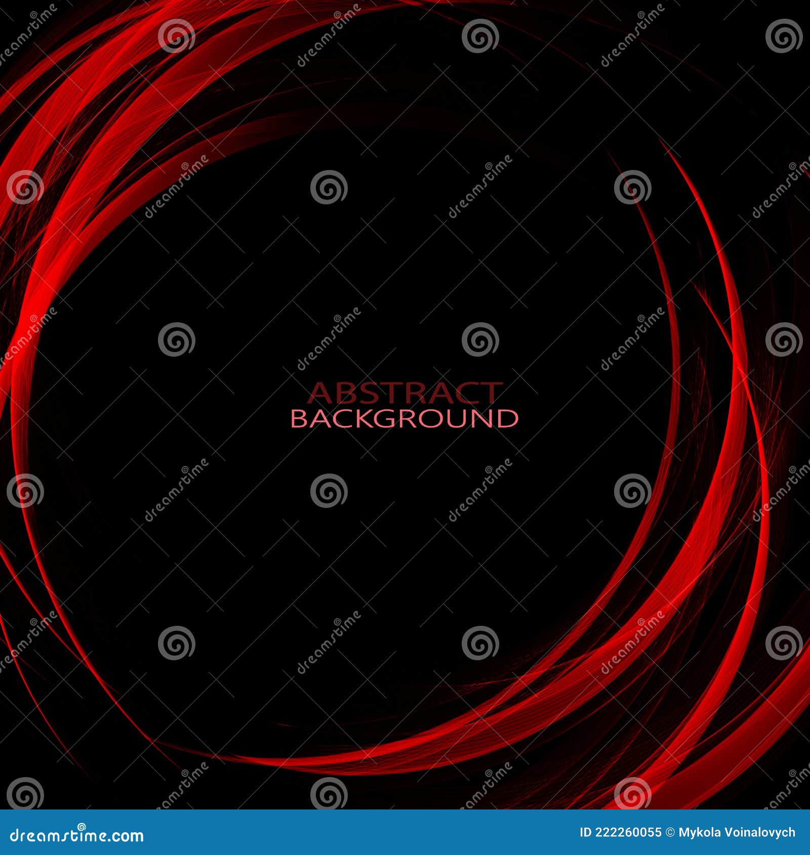 Circular Red Wave Movement on Black Background, Design Element Stock ...