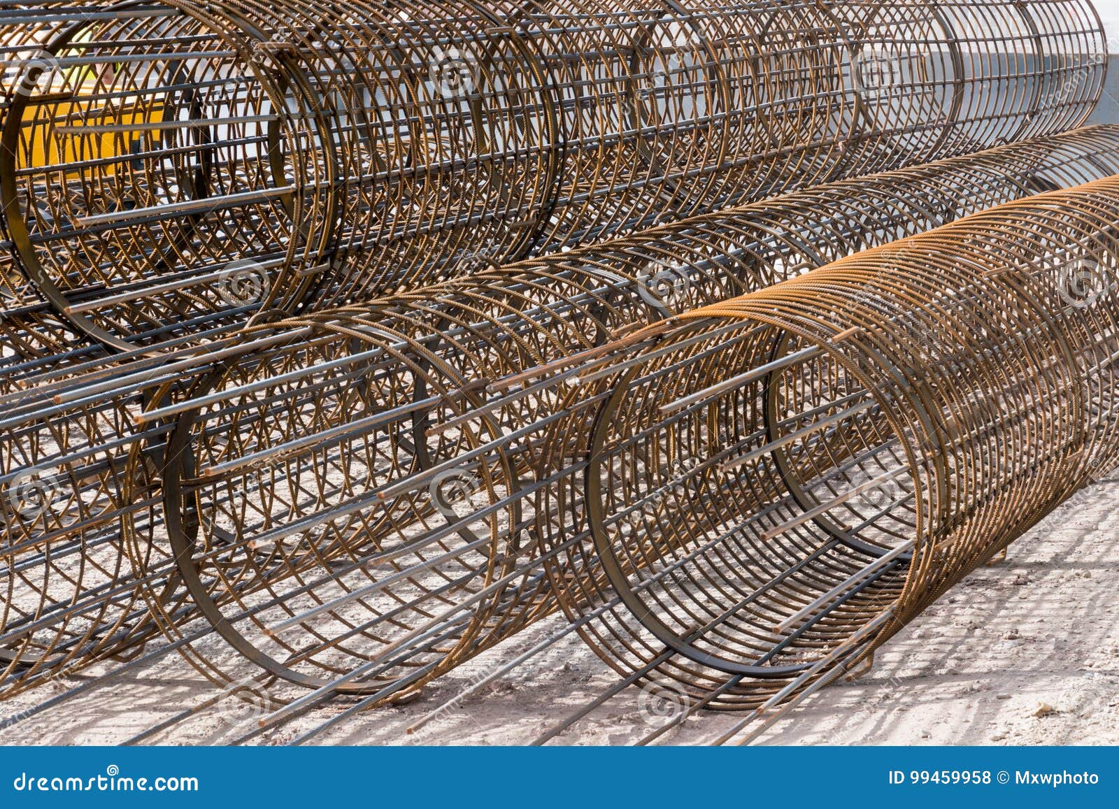 Circular Reinforced Steel Columns for Pile Foundation Stock Photo ...