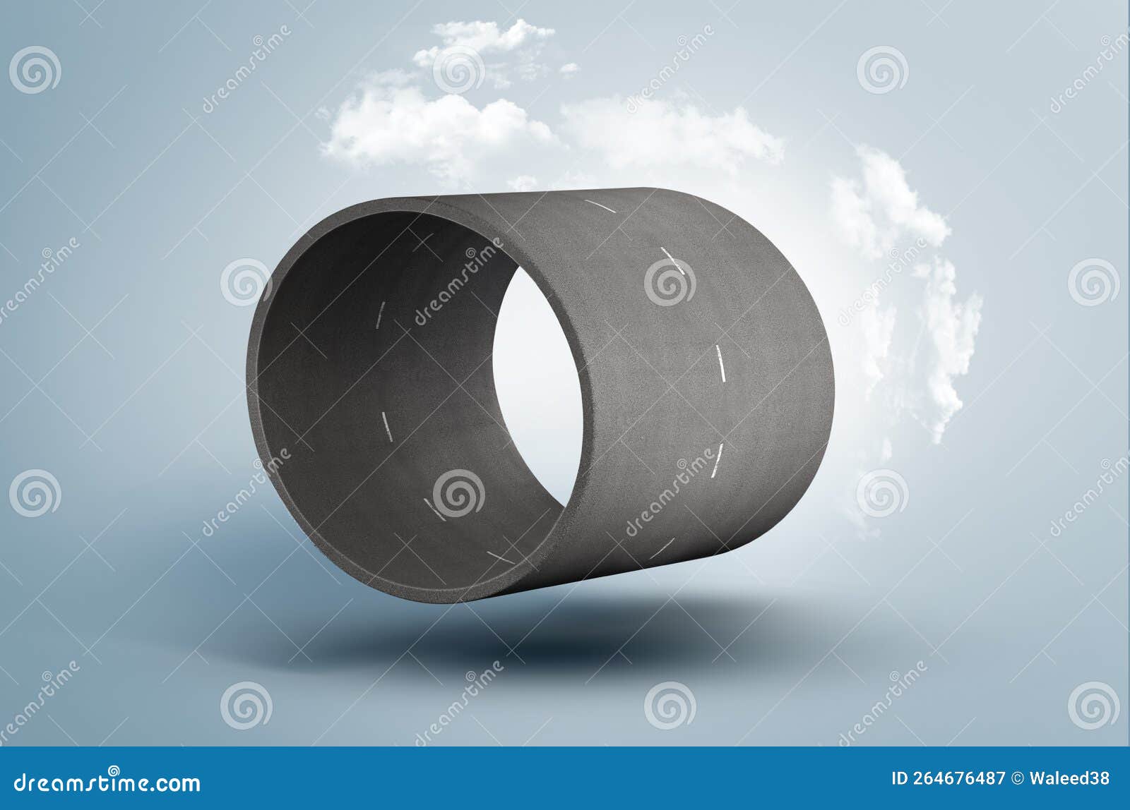 3d Illustration of Circular Road with Clouds or Never Ending Road ...