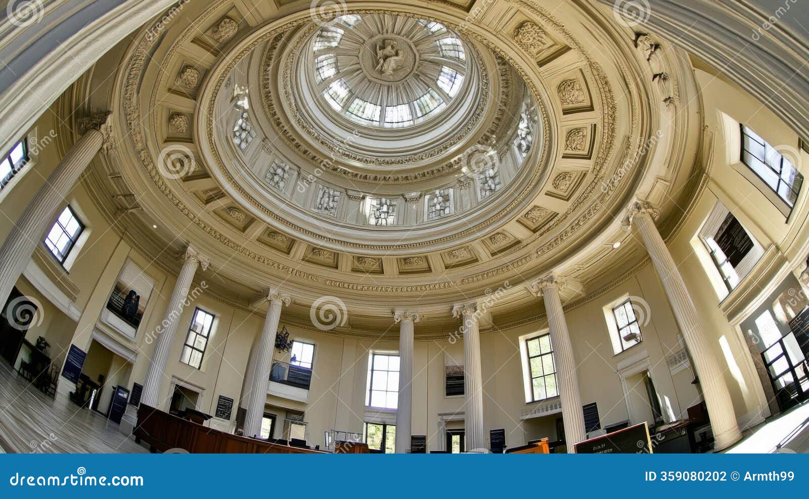 Circular Room with Columns and Skylight, Architectural Design Elements ...