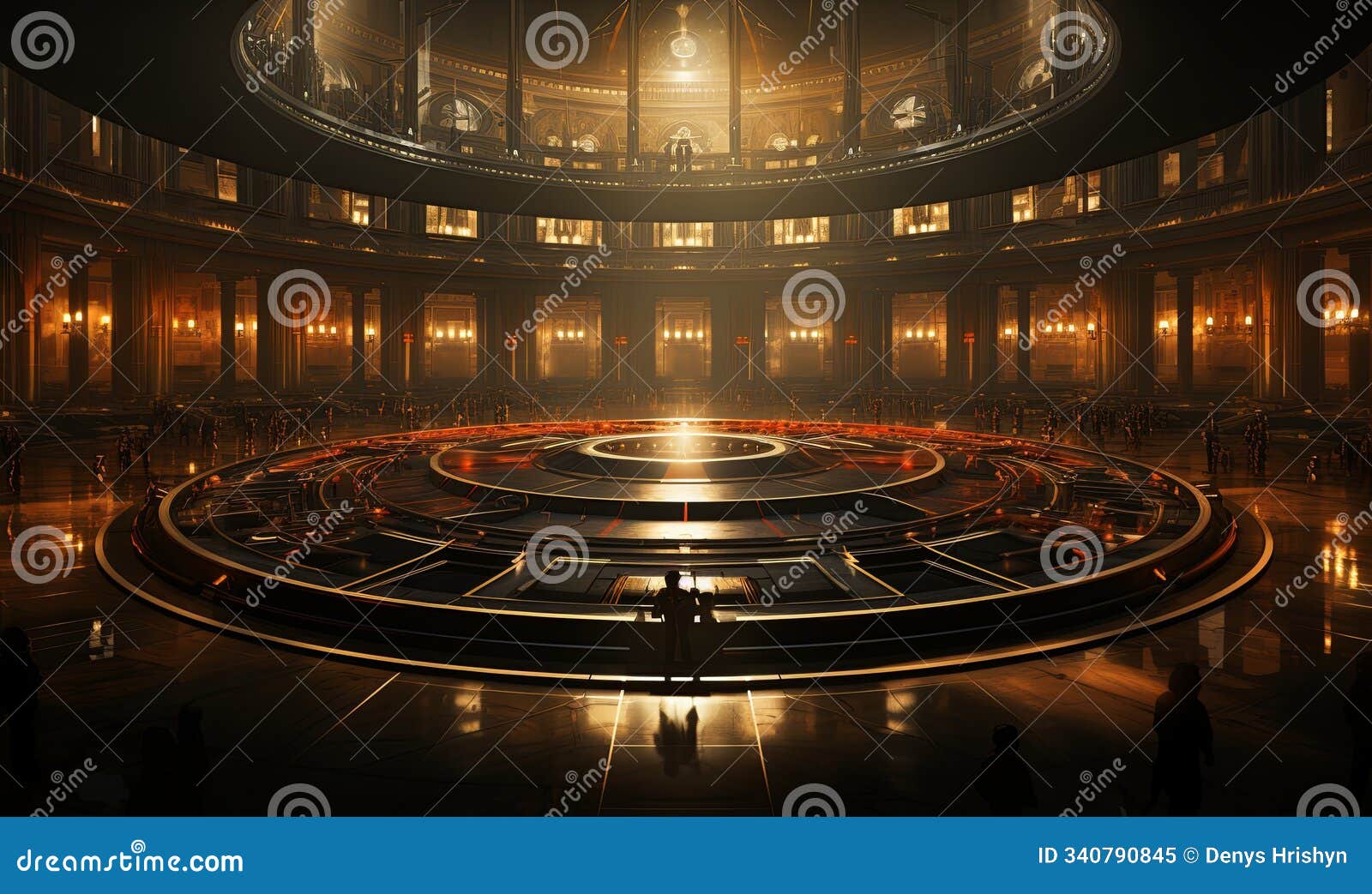 Circular Room with Circular Floor Stock Image - Image of design, large ...