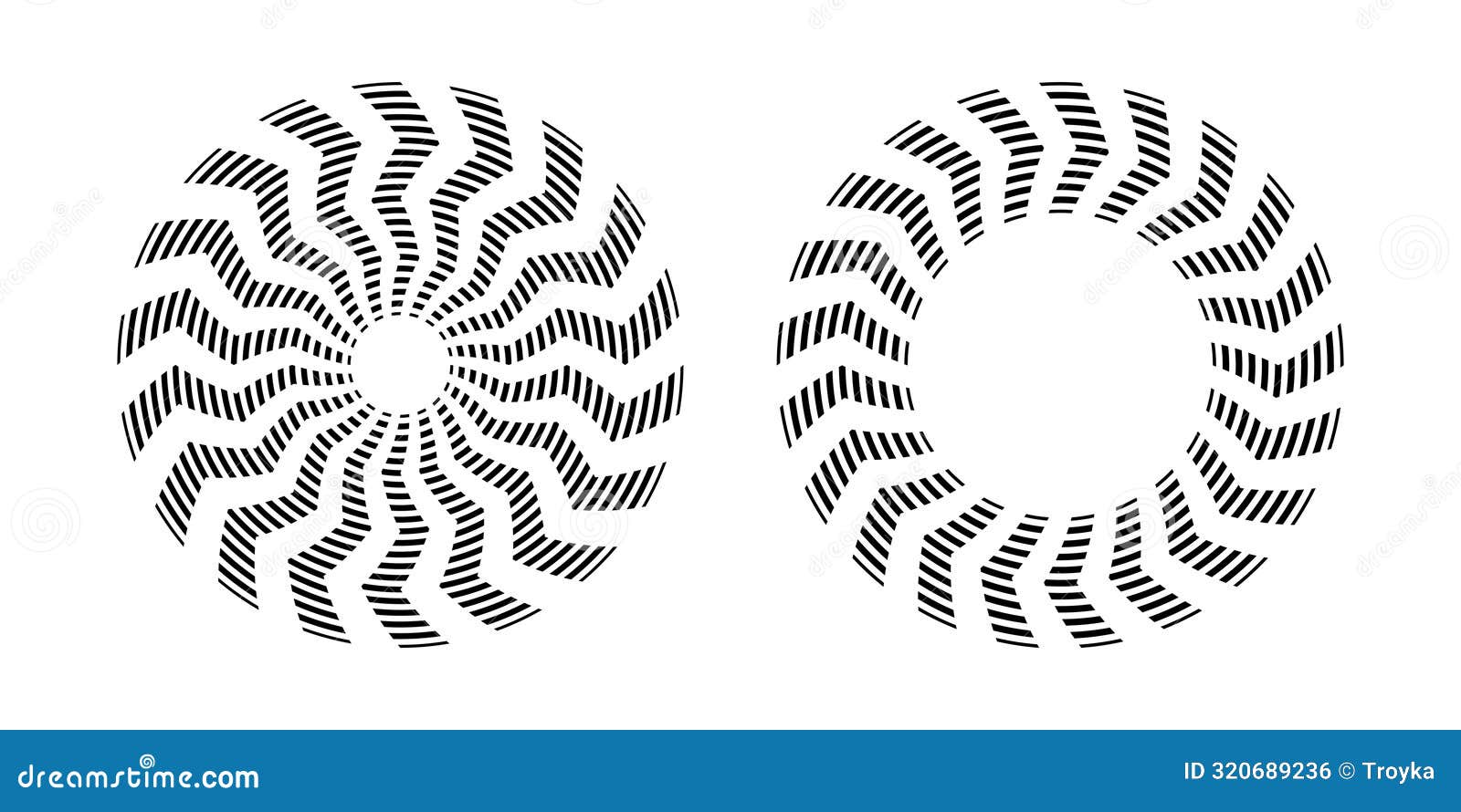 Circular Rotating Design Elements. Circle Striped Zigzag Patterns ...