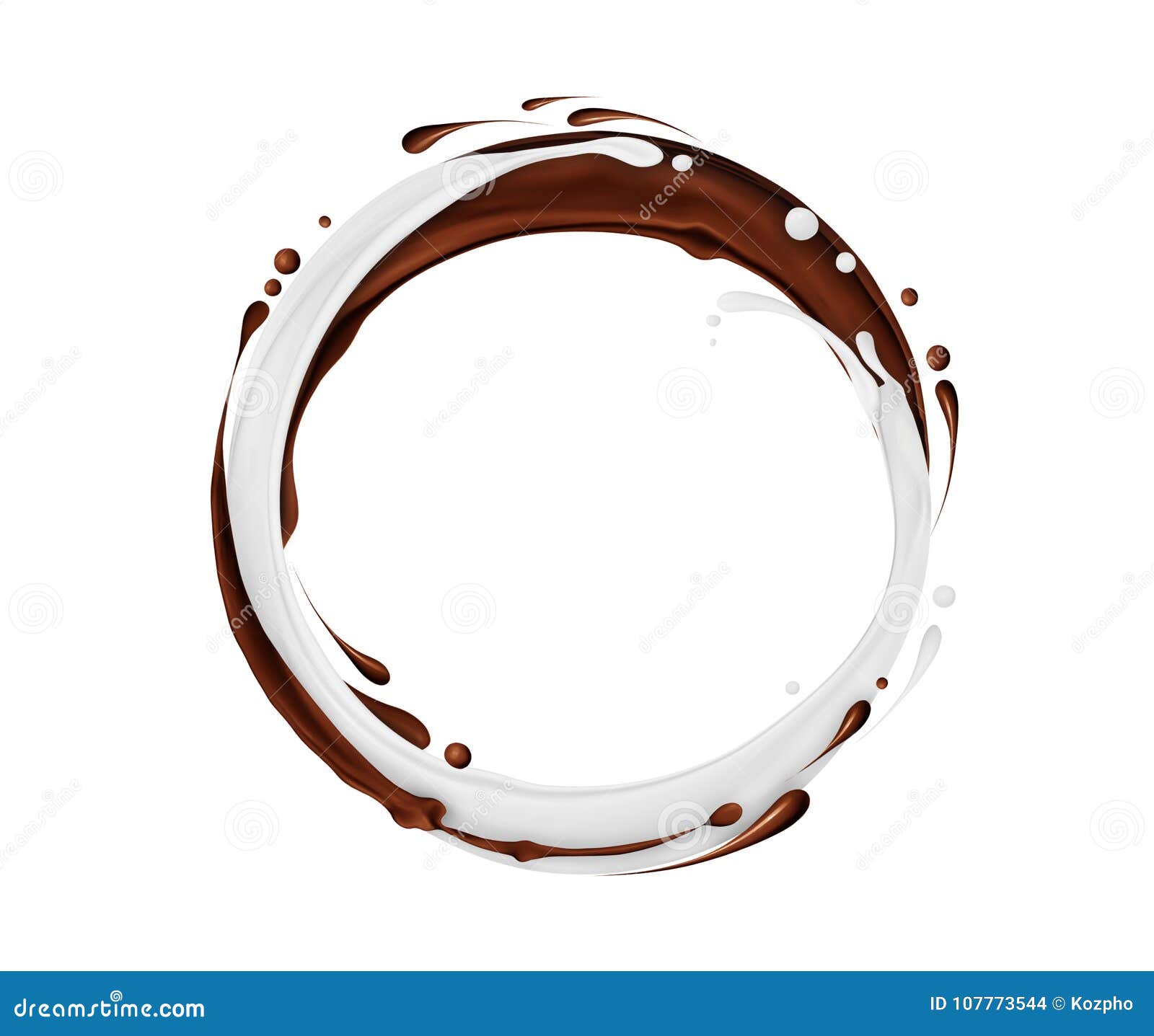 Circular Rotation of Chocolate and Milk Splashes Stock Photo - Image of ...