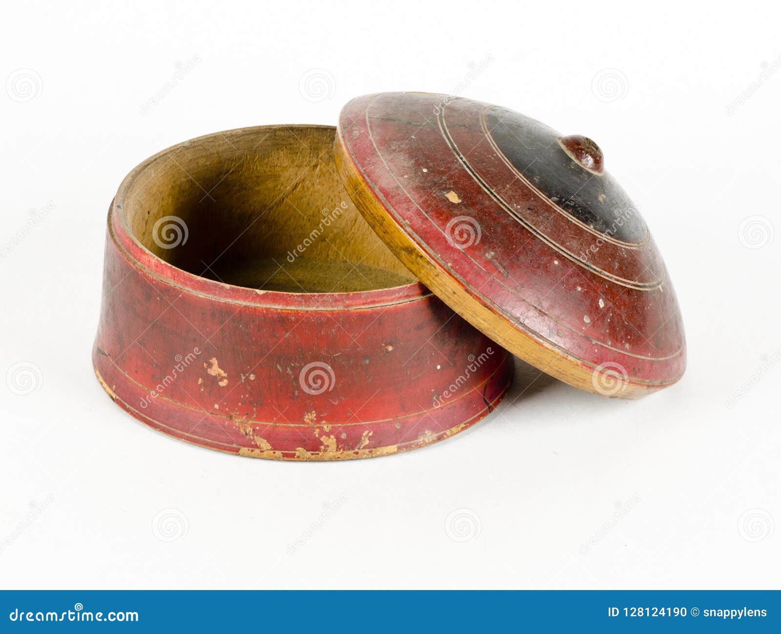 A Circular Round Wooden Box Stock Photo - Image of background, white ...