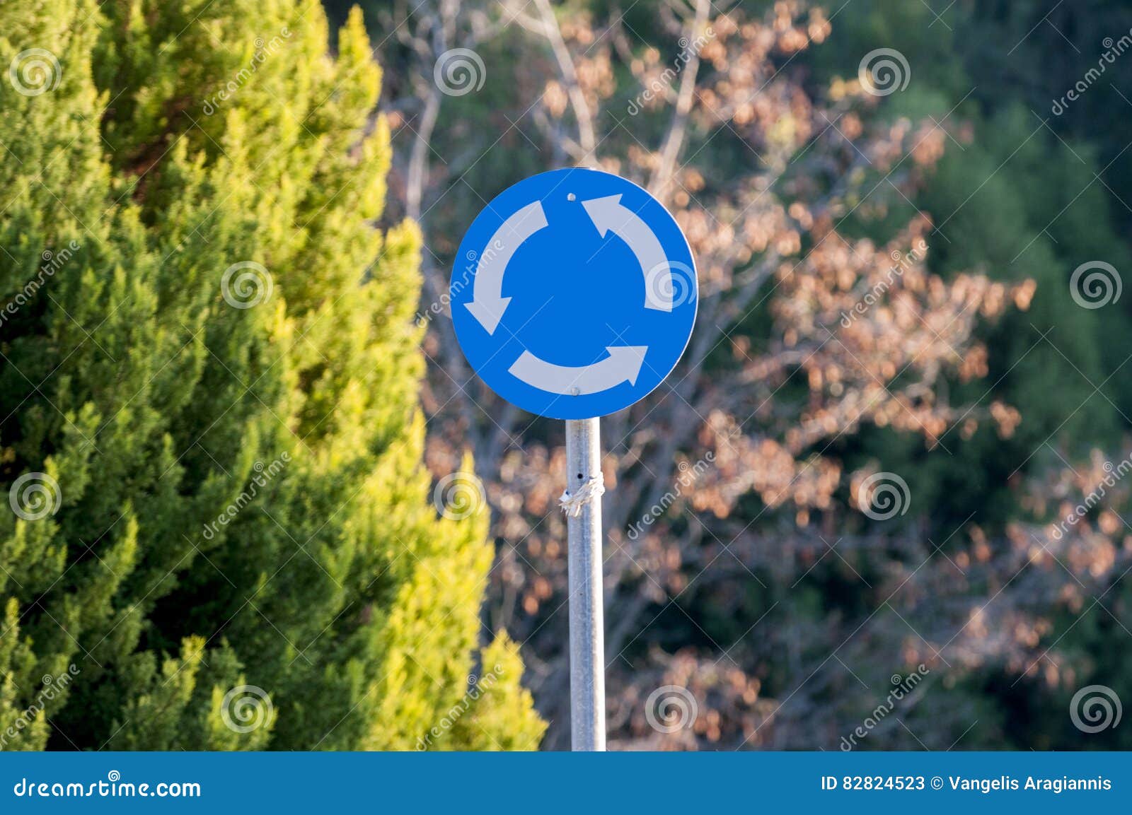 Circular Roundabout Metal Sign Stock Image - Image of roadsign ...
