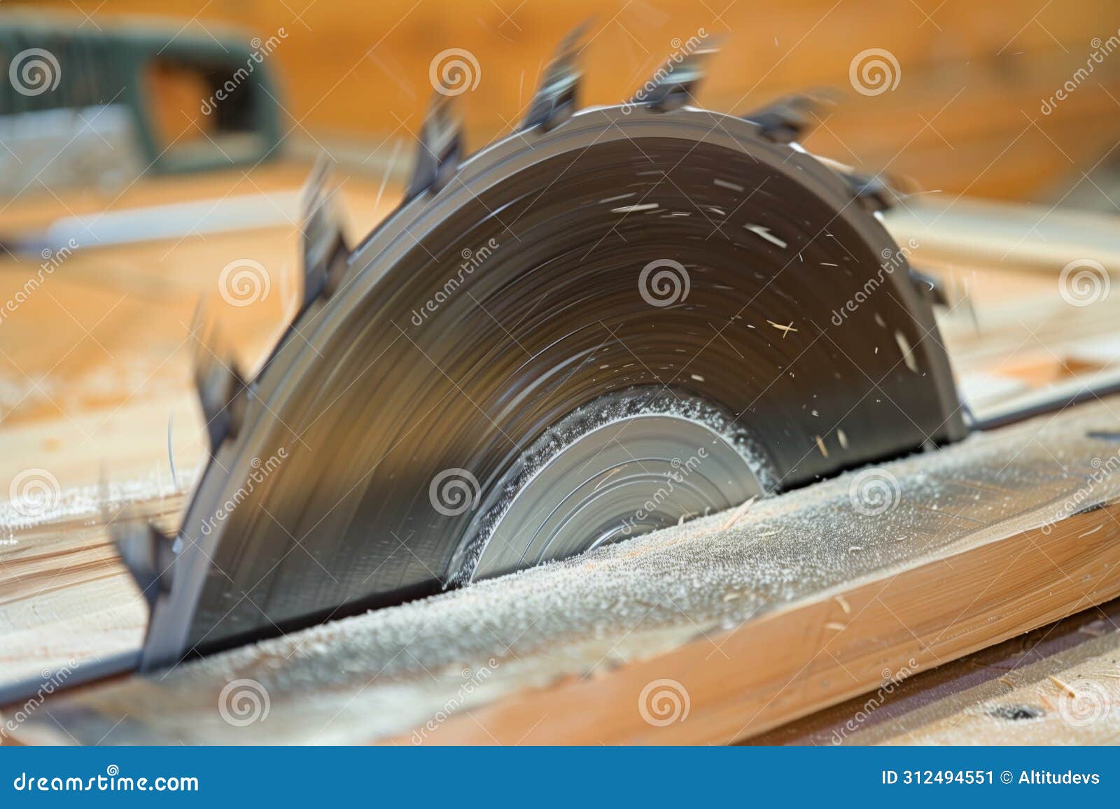 Circular Saw at the Beginning of a Cut, Blade Touching the Wood Surface ...