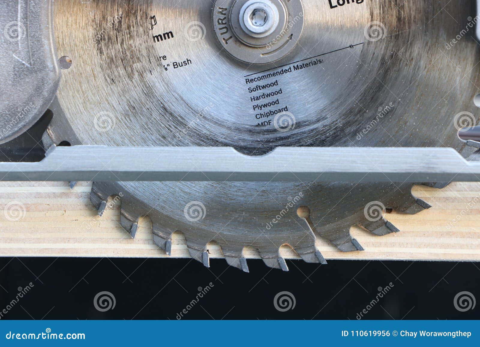 Circular saw blade disc stock photo. Image of board - 110619956
