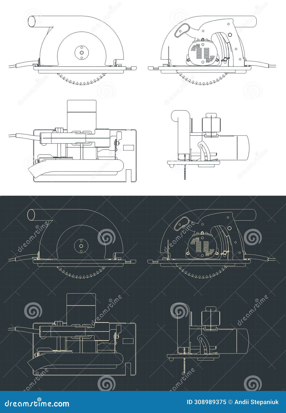 Circular saw blueprints stock vector. Illustration of vector - 308989375