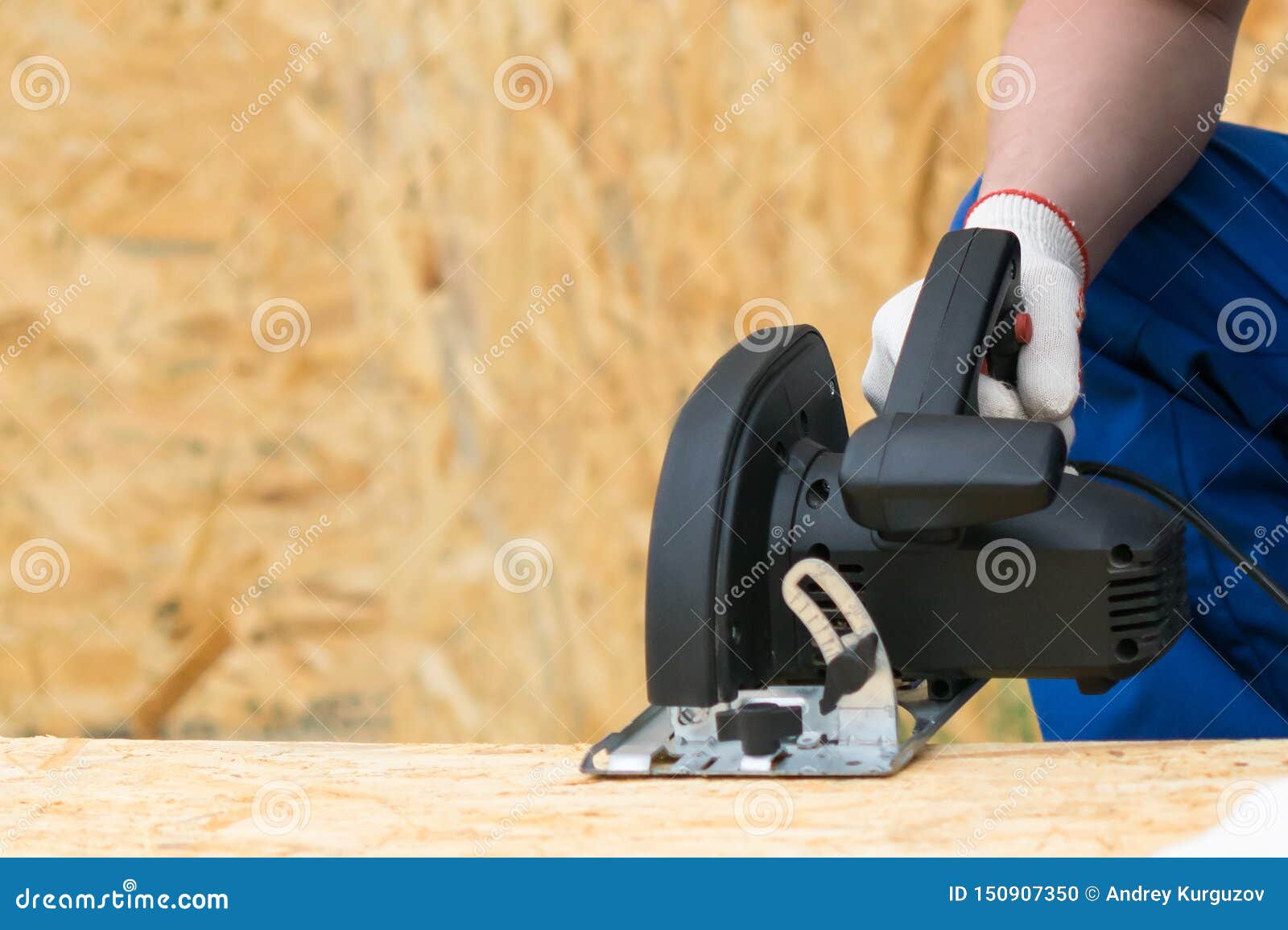 Circular Saw Cuts a Large Wooden Sheet, Front View Close-up Stock Photo ...