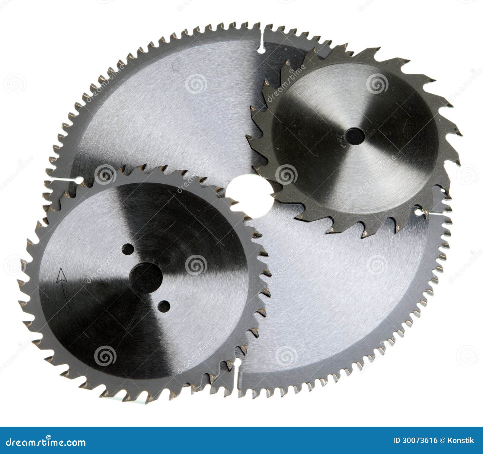 Three Various Saw Disks for Wood Processing Close Up on a White ...
