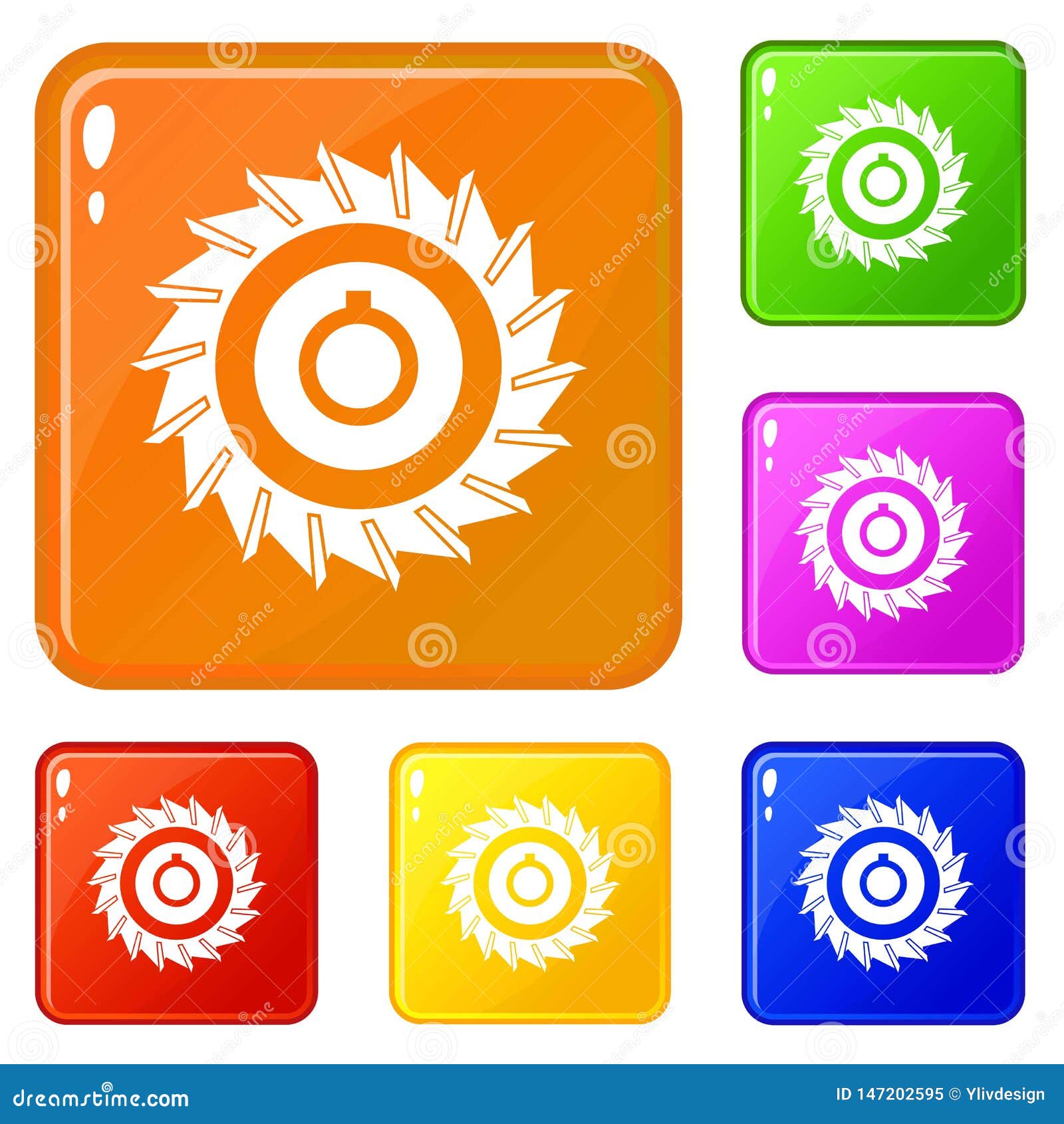Circular Saw Disk Icons Set Vector Color Stock Vector - Illustration of ...