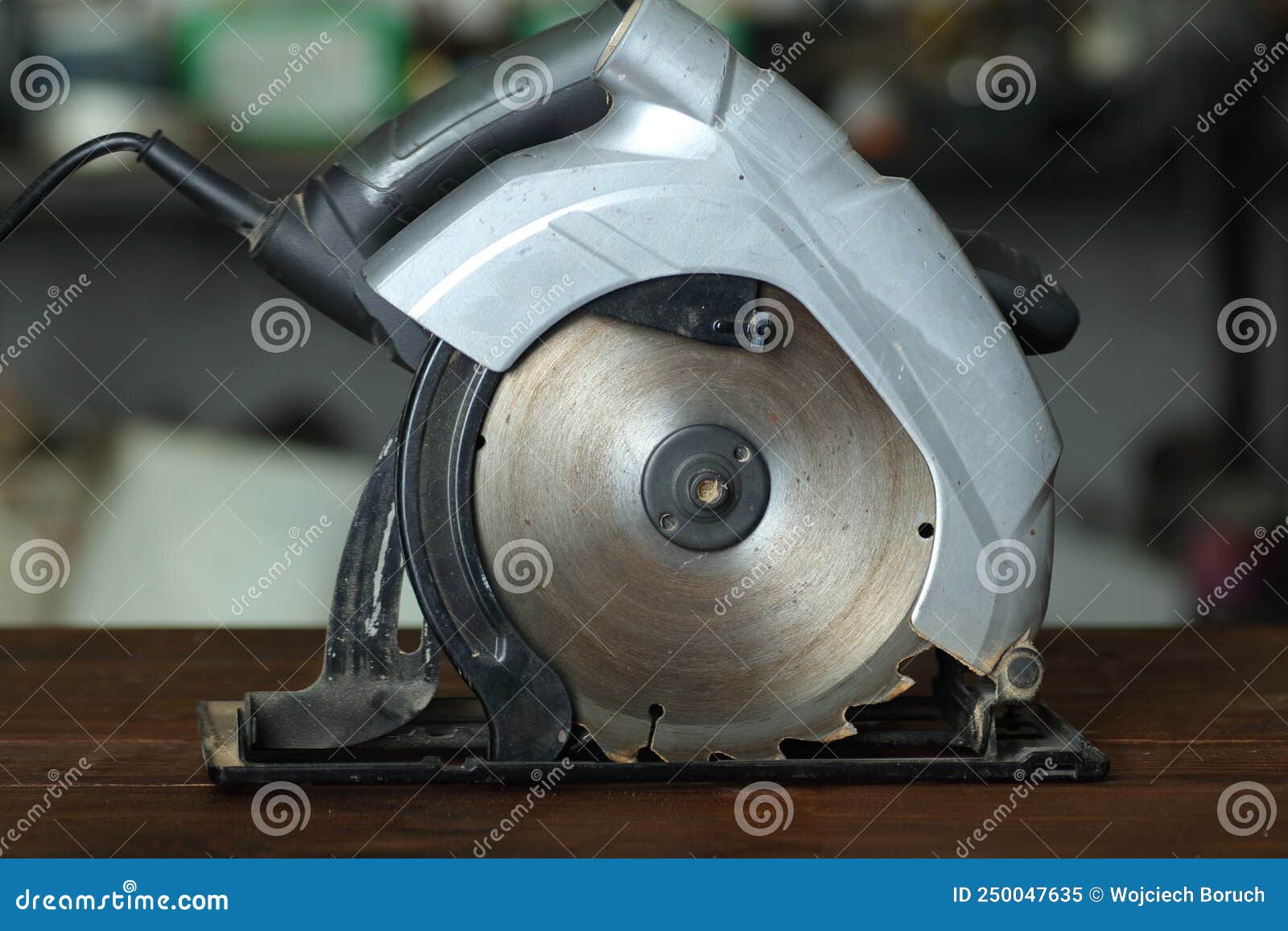 Circular Saw on a Table by the Side Stock Image - Image of wood, gray ...