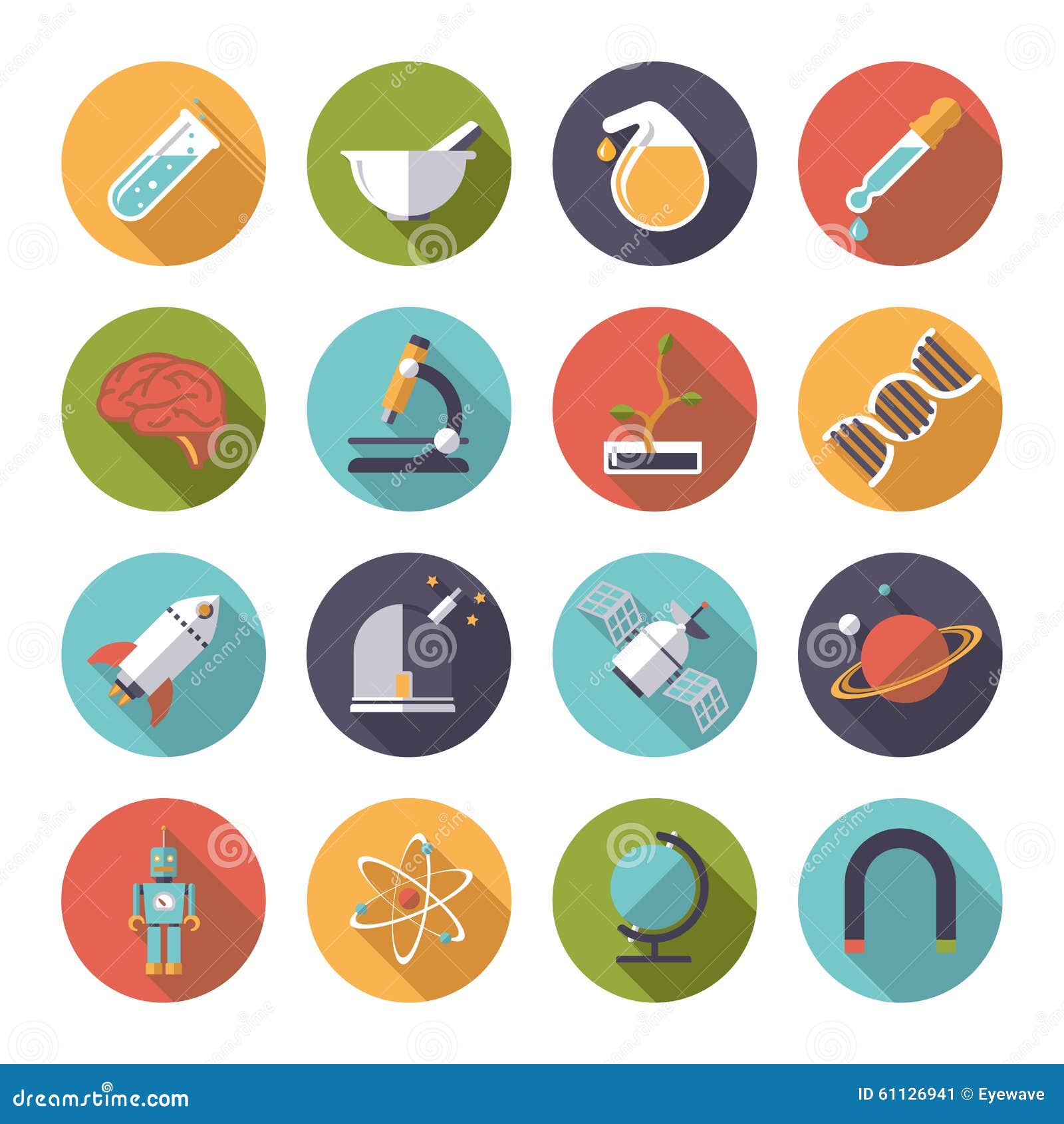 Circular Science and Research Icons Vector Set. Stock Vector ...