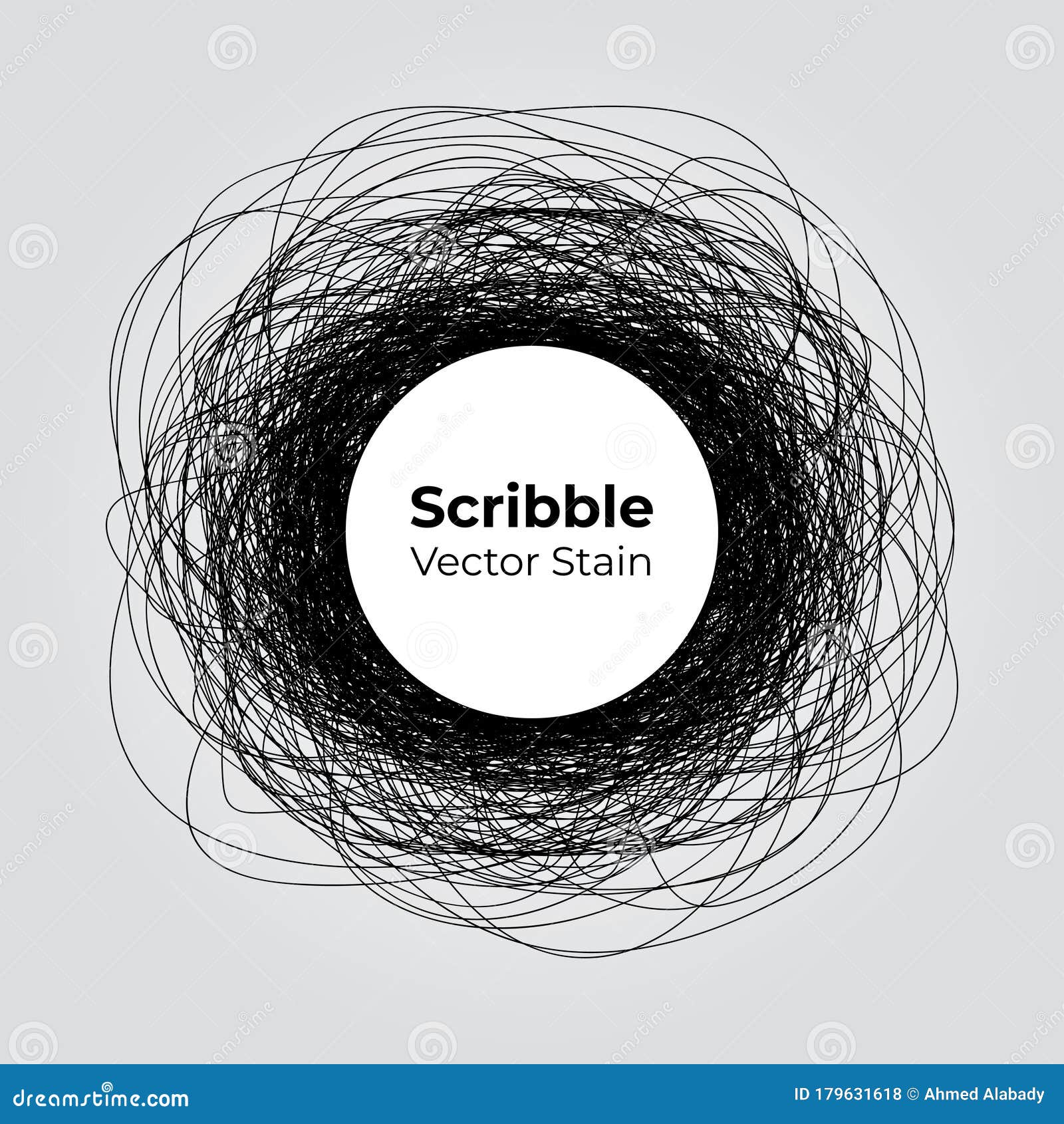 Scribble Vector of Rounded Pencil Lines in Messy Spiral Pattern Around ...