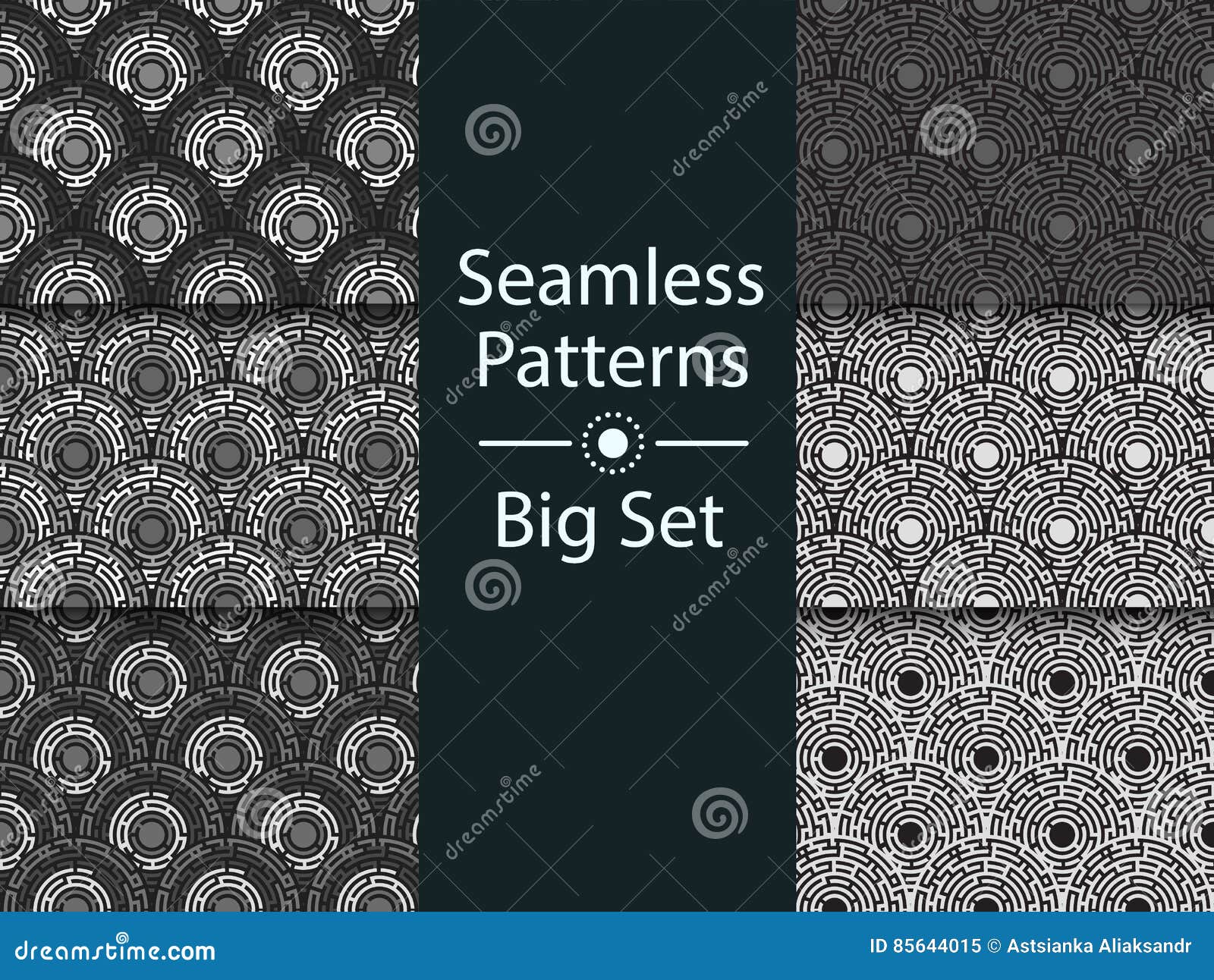 Circular Seamless Pattern of Colored Labyrinth, BIG SET, Flat. Stock ...