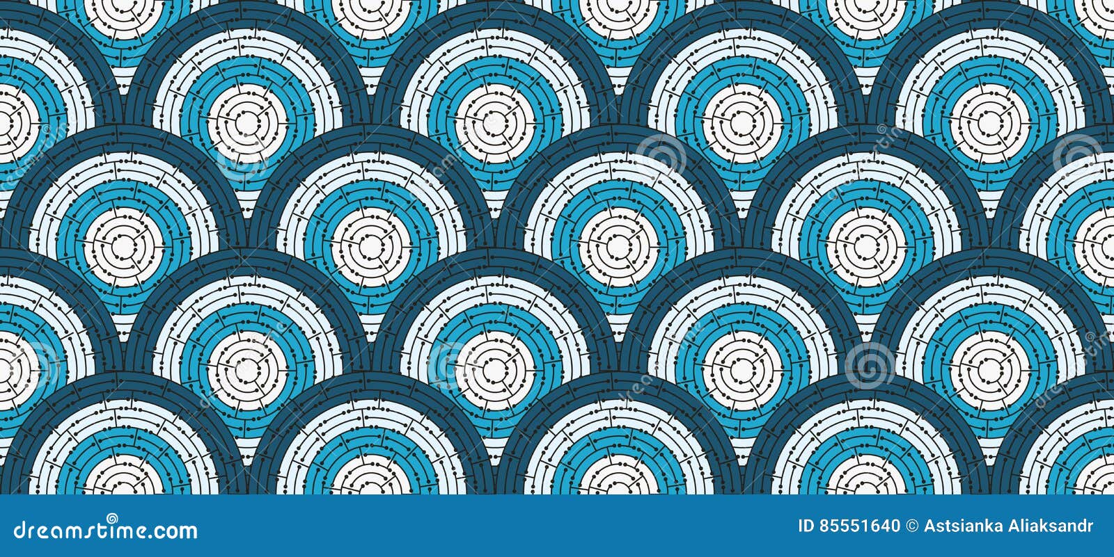 Circular Seamless Pattern of Colored Labyrinth with Dots, Flat. Stock ...