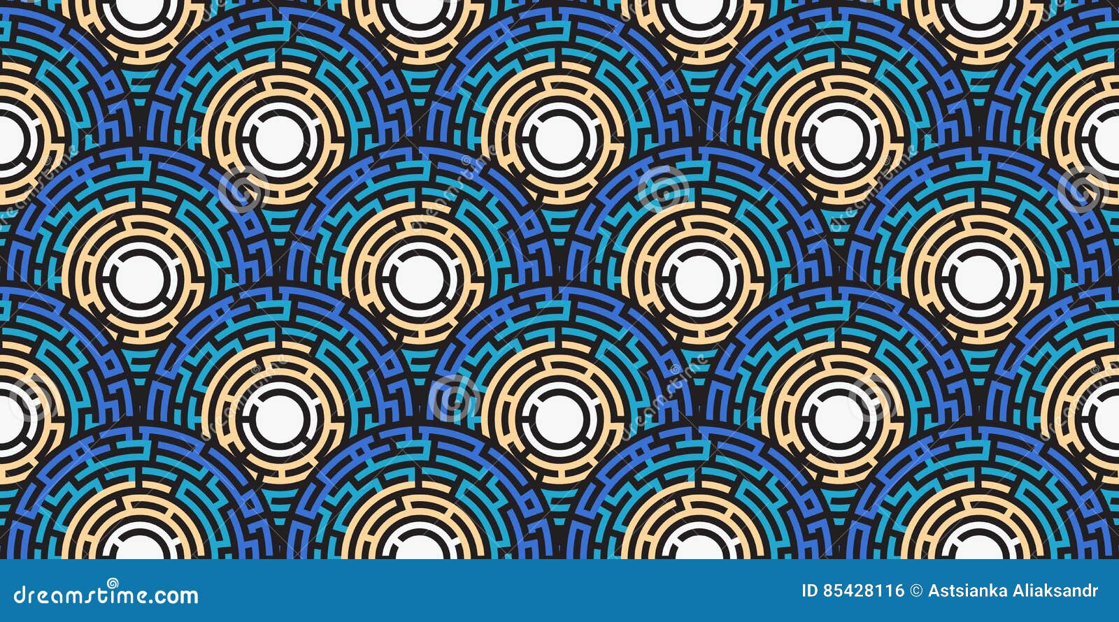 Circular Seamless Pattern of Colored Labyrinth Stock Vector ...