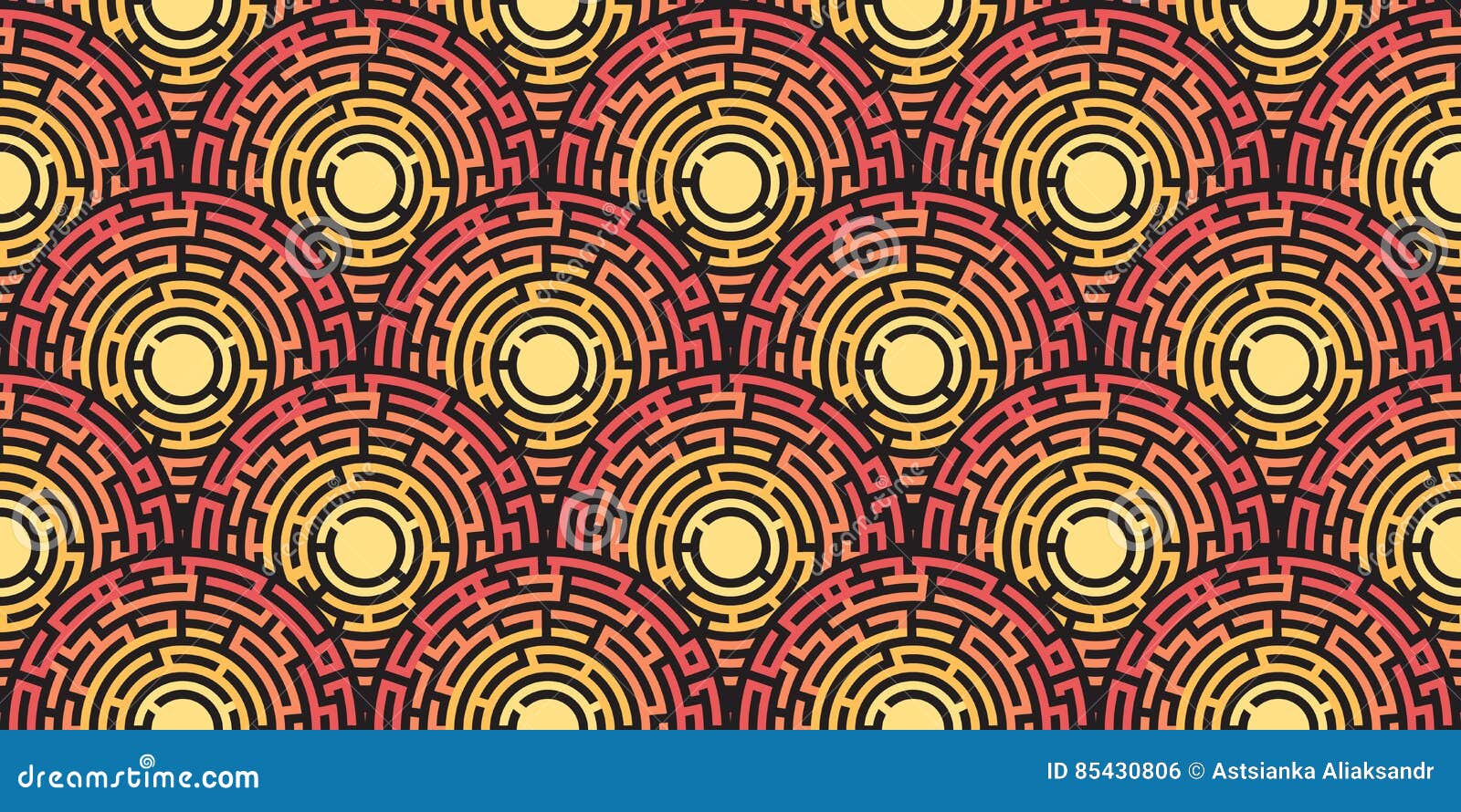 Circular Seamless Pattern of Colored Labyrinth Stock Vector ...