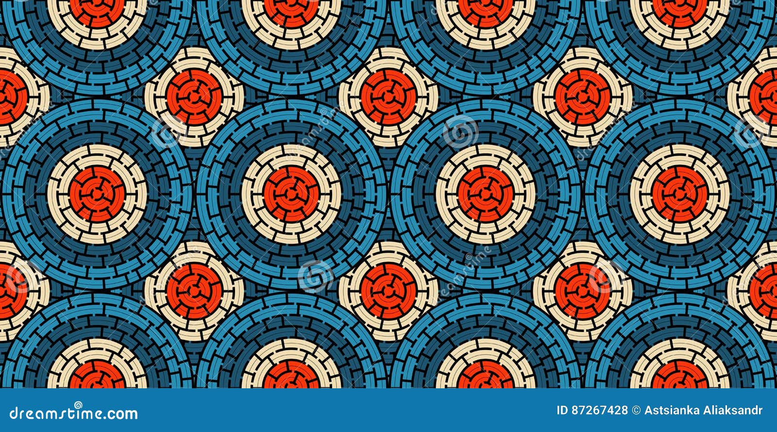 Circular Seamless Pattern of Colored Labyrinth, Flat Stock Vector ...