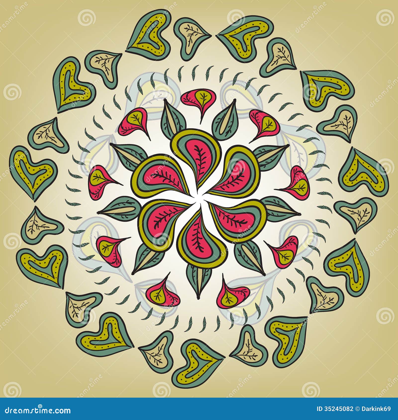 Circular Seamless Pattern of Leaves and Plants Stock Vector ...