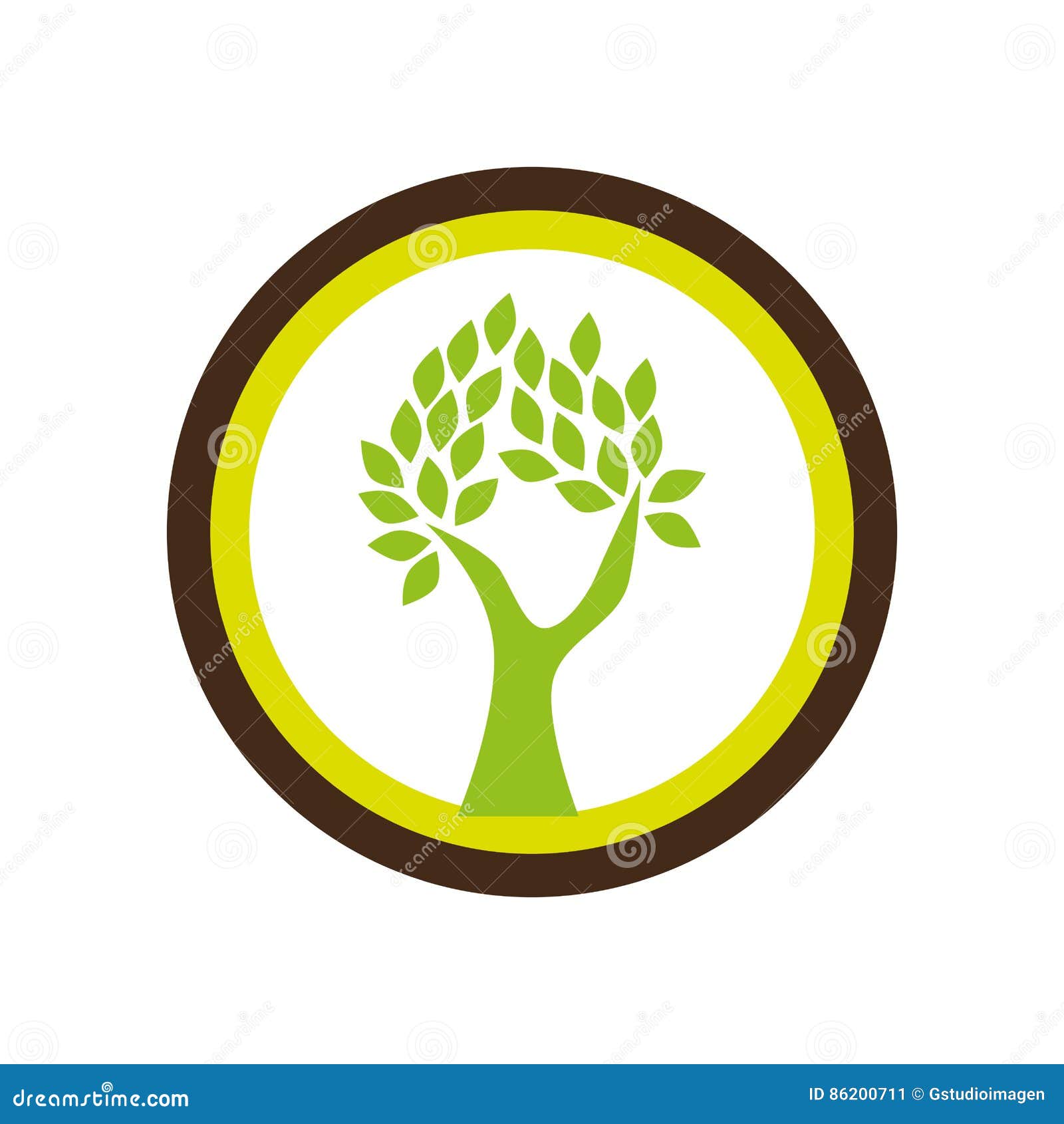 Circular Shape Emblem with Abstract Tree Stock Vector - Illustration of ...