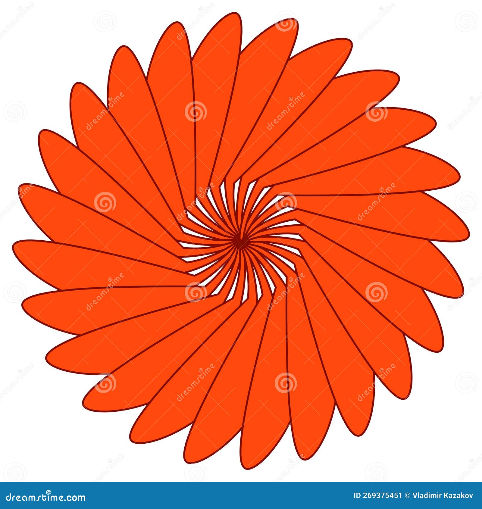 Circular Shape with Petals Like Sun or Flower Isolated on White ...