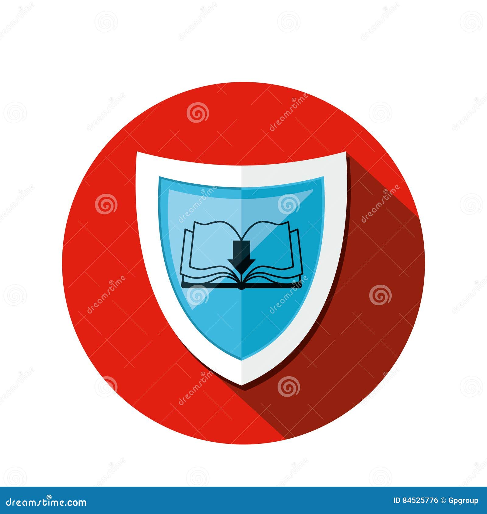 Circular Shape and Shield with Wavy Pages of Book Stock Vector ...